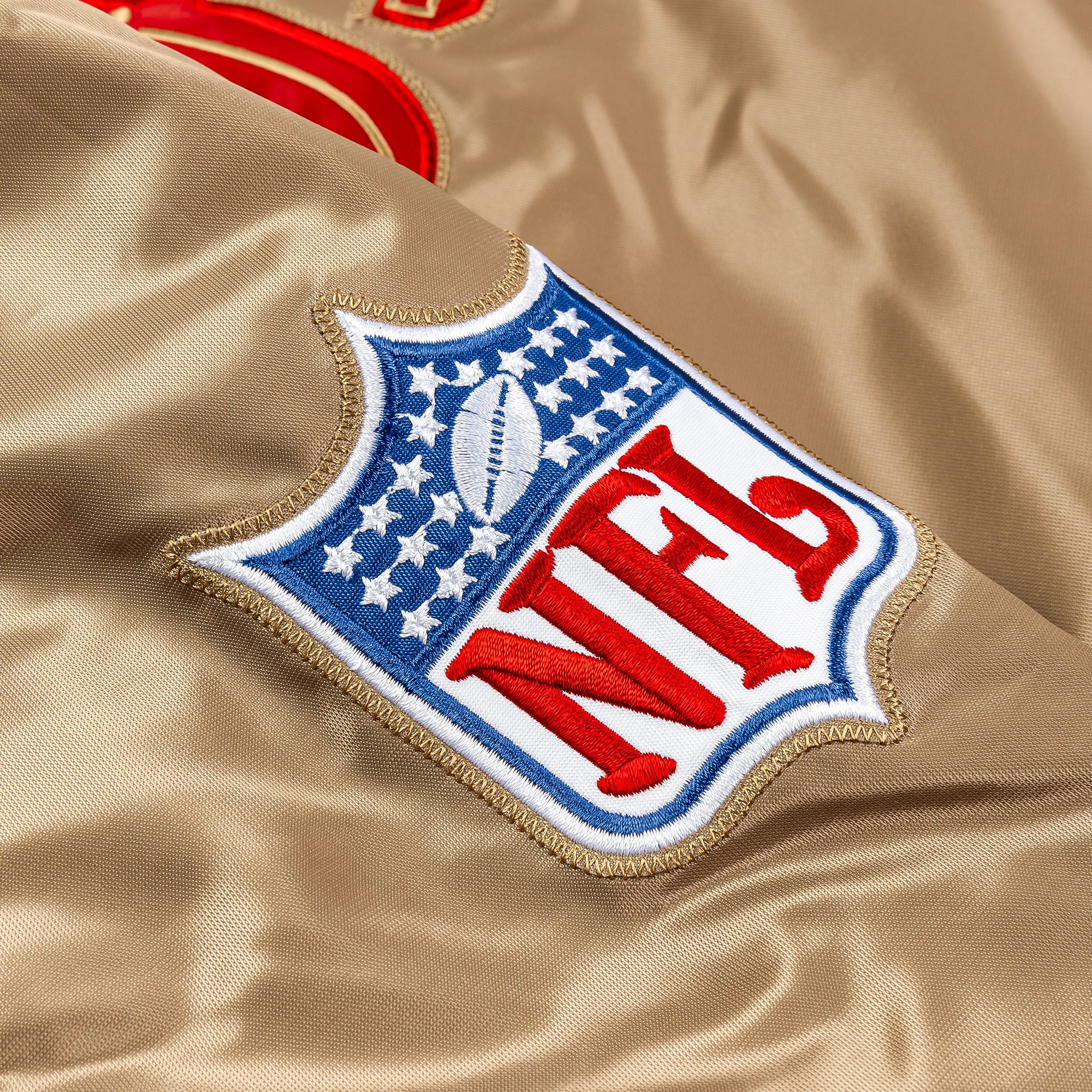 Starter Shoe Palace Exclusive 49ers Satin Varsity Mens Jacket Gold Red ...