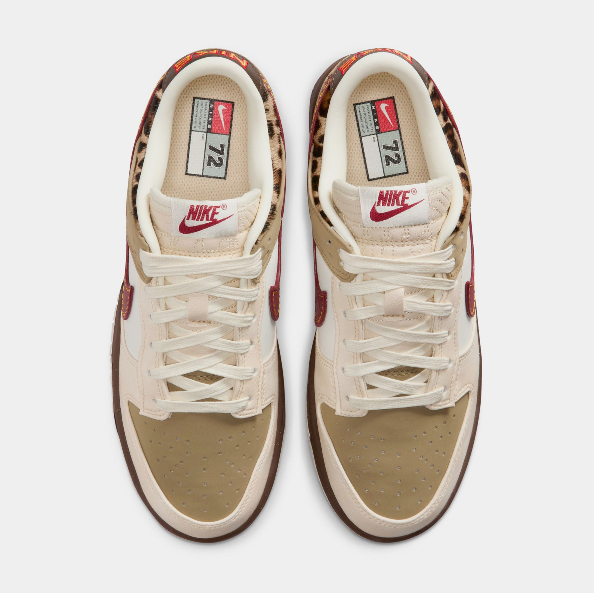 Nike Dunk Low Retro Womens Lifestyle Shoes Khaki Team Red Baroque Brown ...
