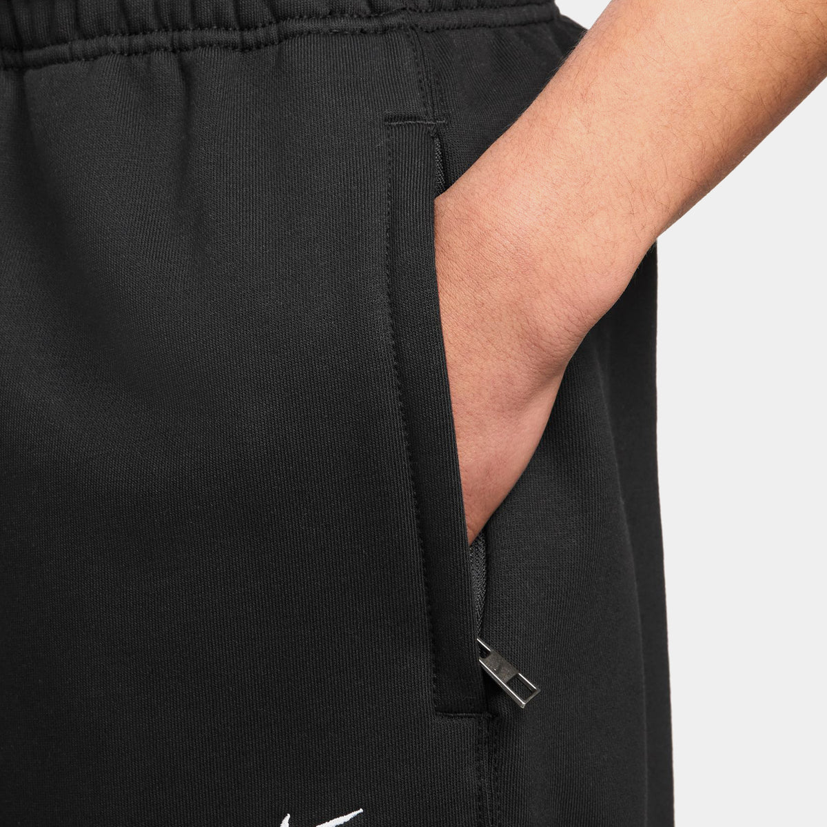 Nike Solo Swoosh Fleece Open Hem Mens Pants Black Black White HV1090 ...