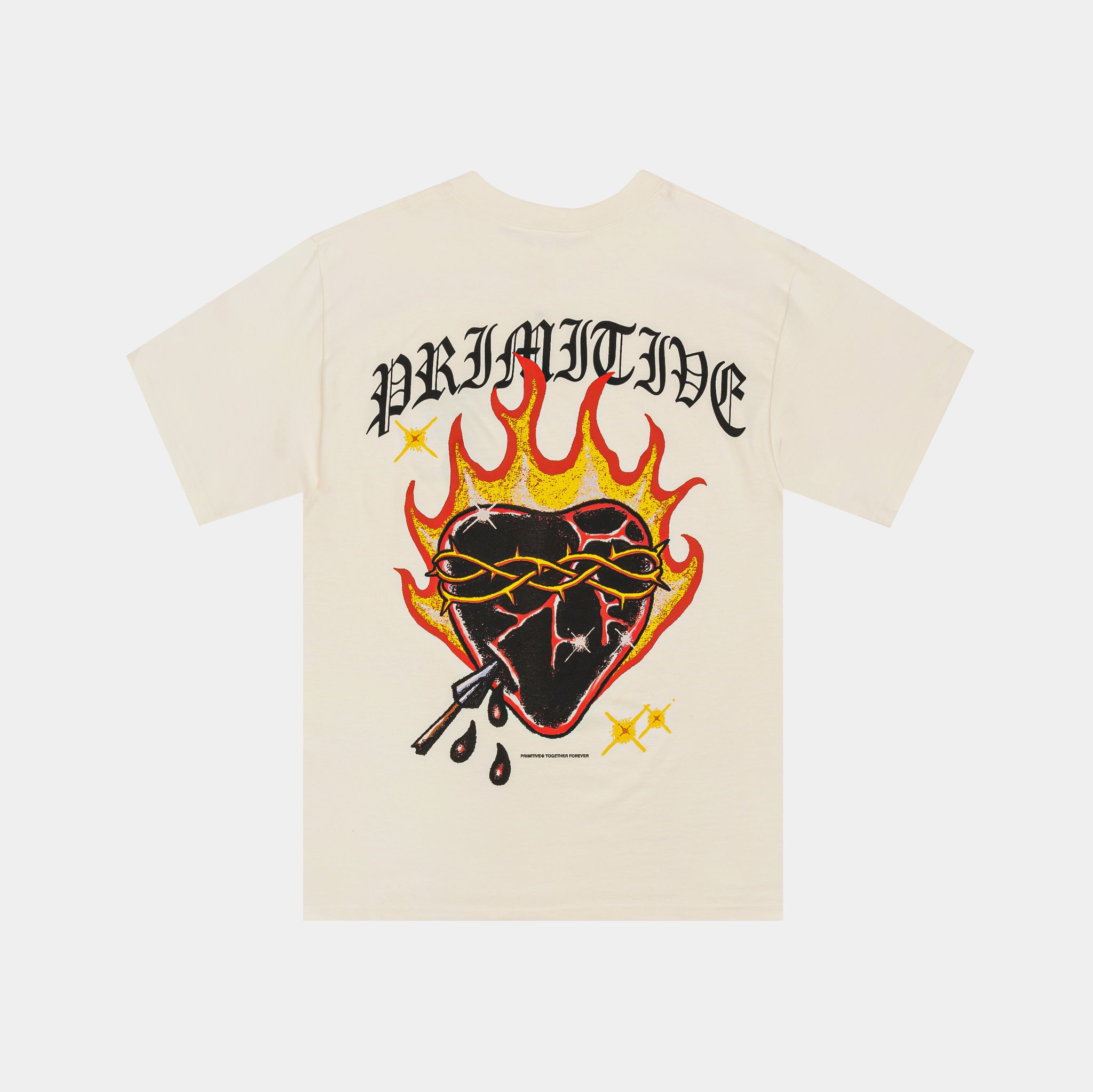 Primitive Flames Graphic Mens Short Sleeve Shirt Cream Multi PAPSP2432 ...