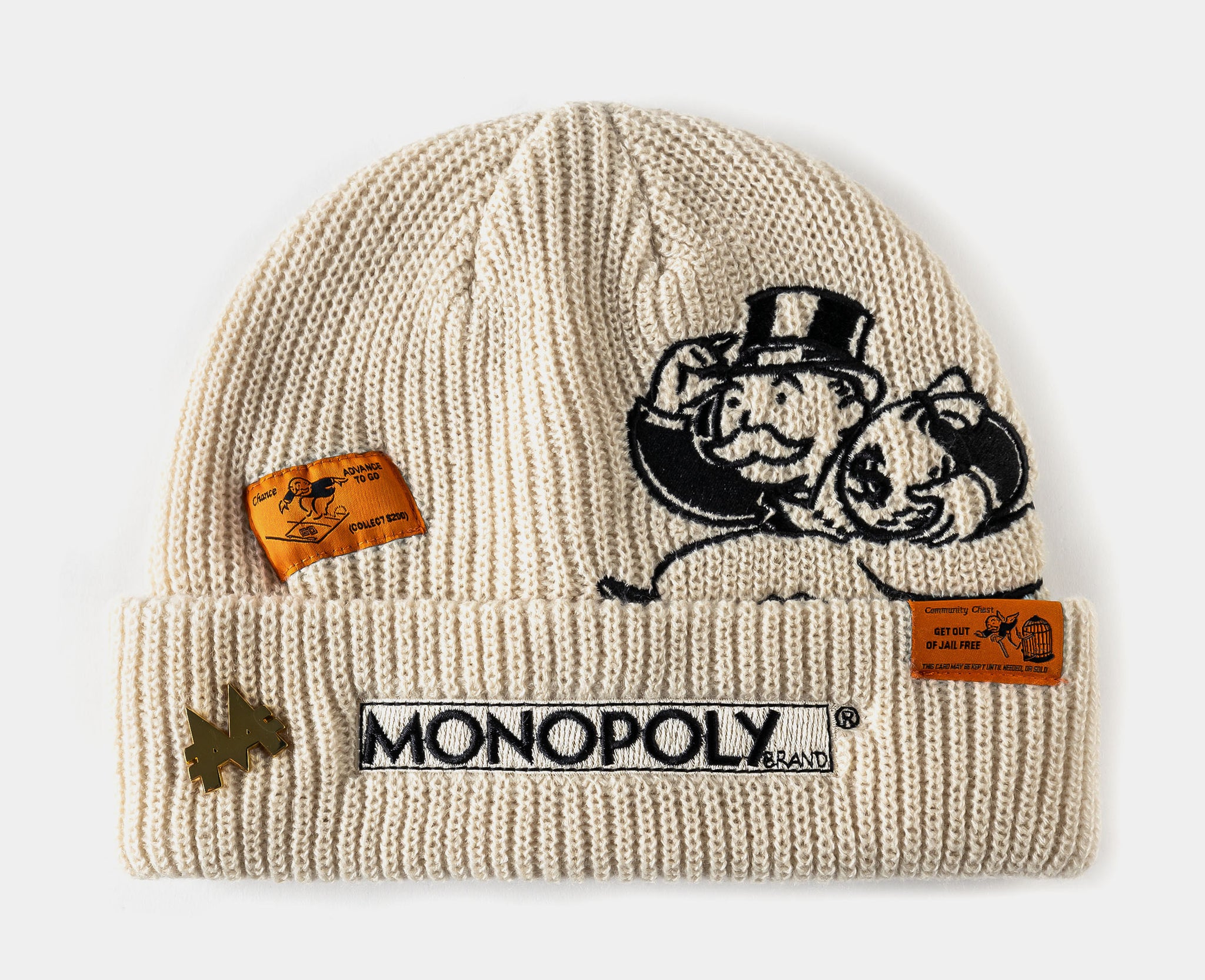 Shoe Palace SP x Monopoly Secure The Bag Beanie Mens Hat Cream Black ...