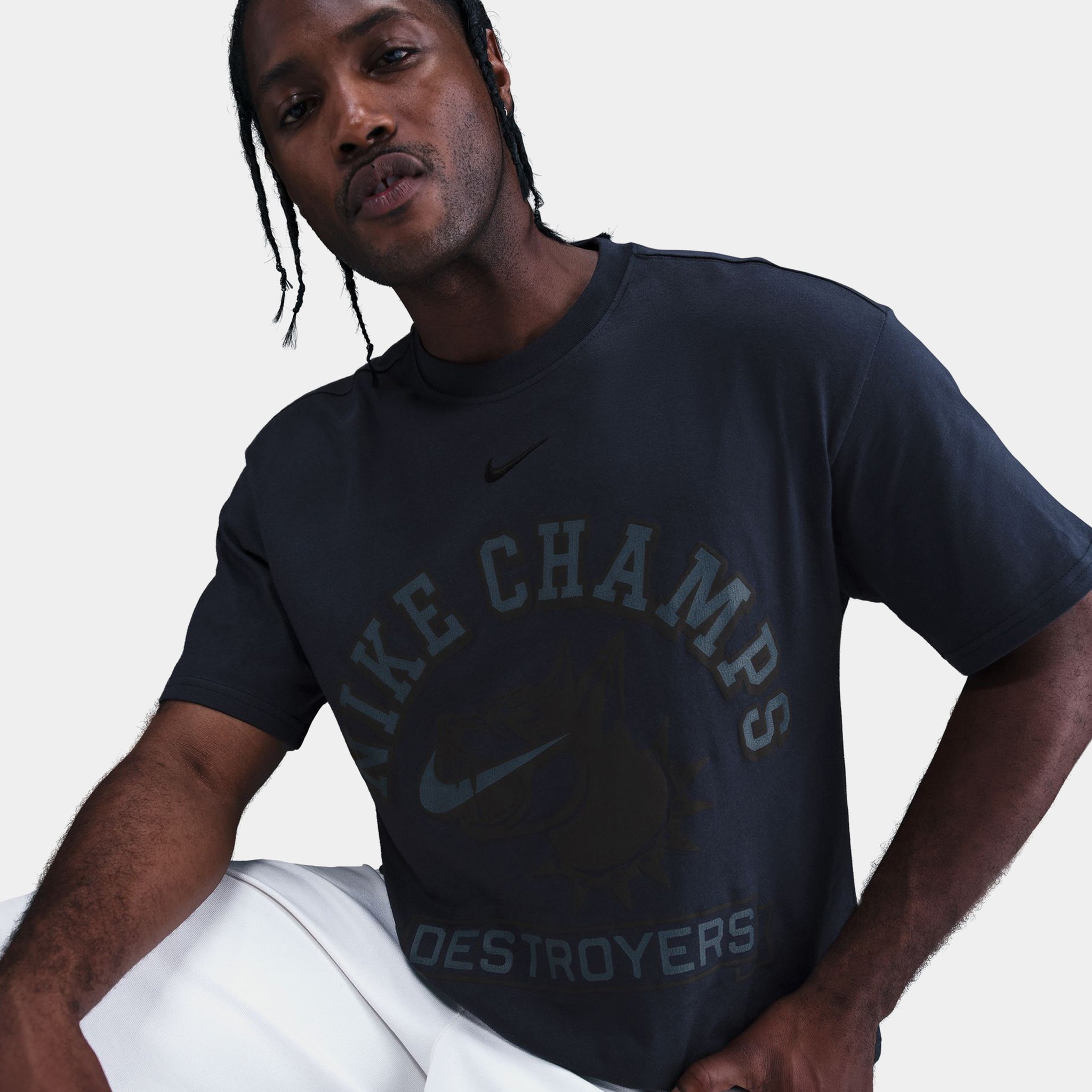 Nike NSW Champs Graphic Mens Short Sleeve Shirt Navy Black IH7618-451 ...
