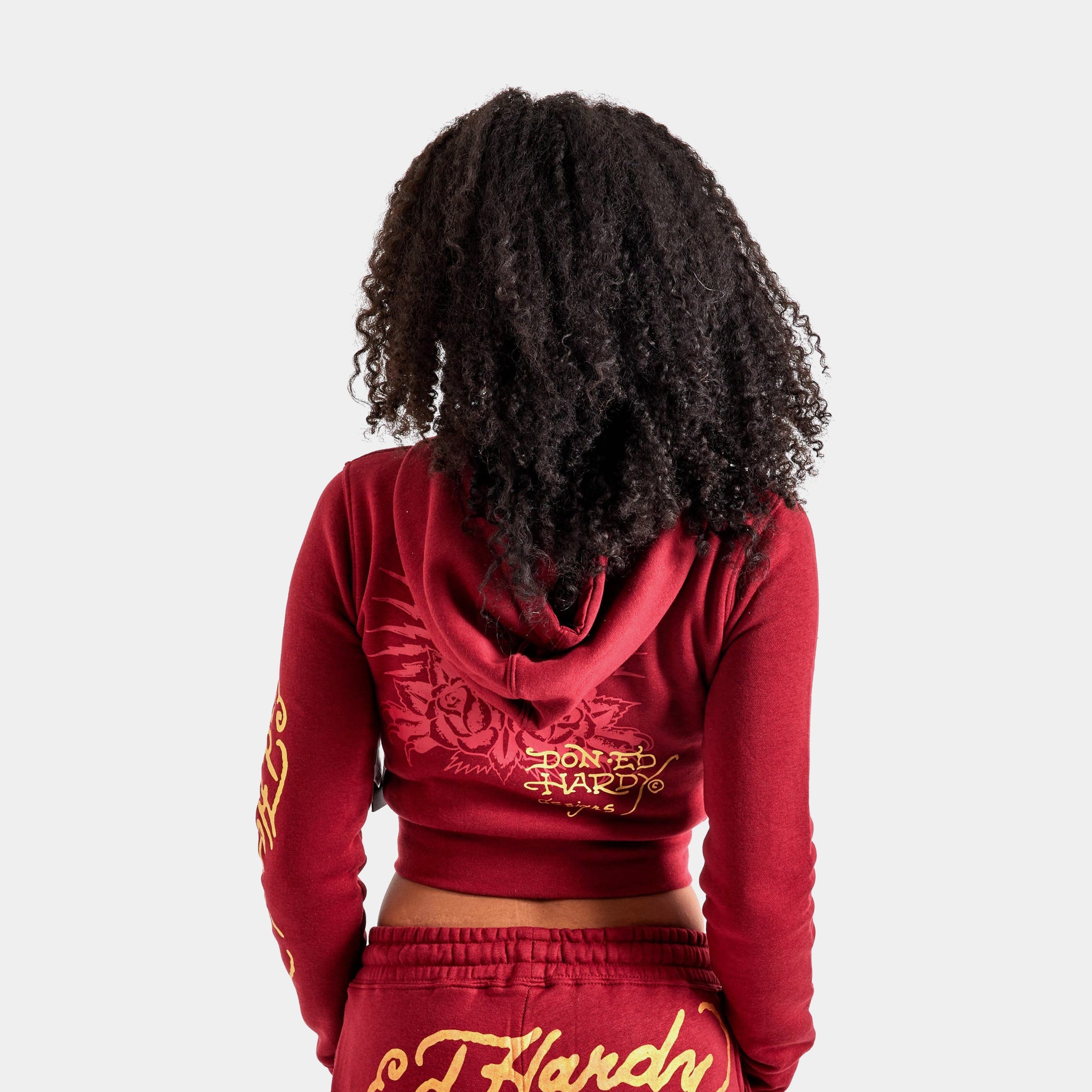 Ed Hardy Amor Butterfly Full Zip Womens Hoodie Burgundy Black EHW1800 ...