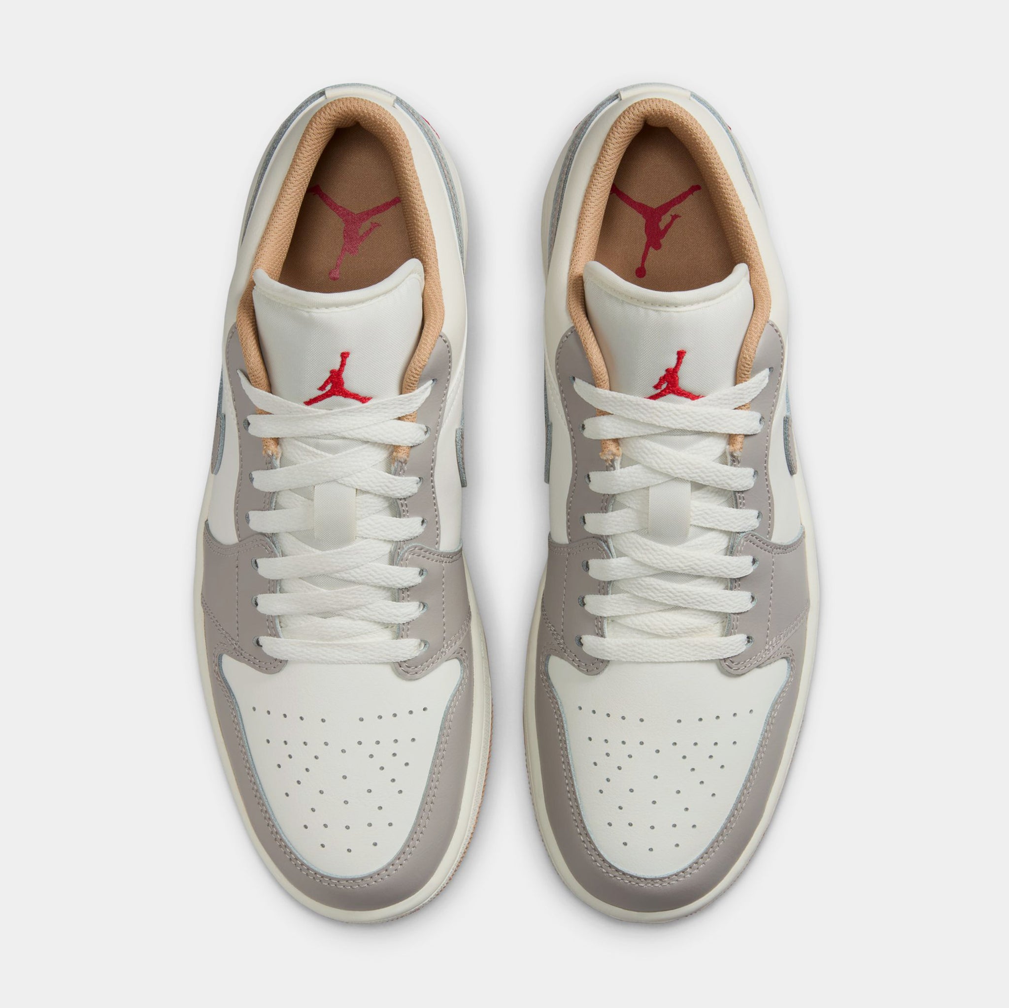 Jordan Air Jordan 1 Low Mens Lifestyle Shoes Sail Fire Red College Grey ...