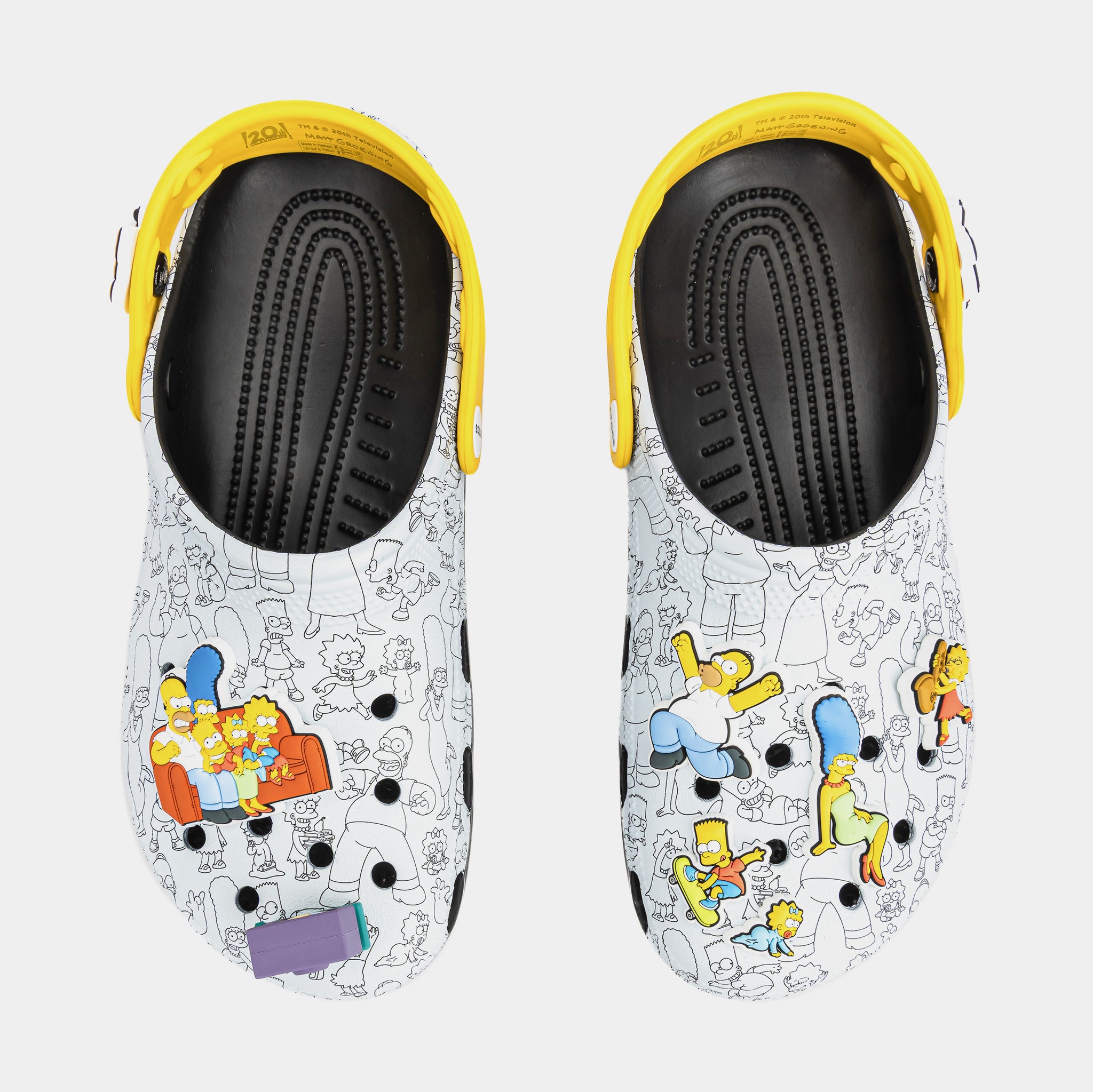 Crocs The Simpsons Classic Clog Mens Sandals Grey Yellow 211106-90H ...