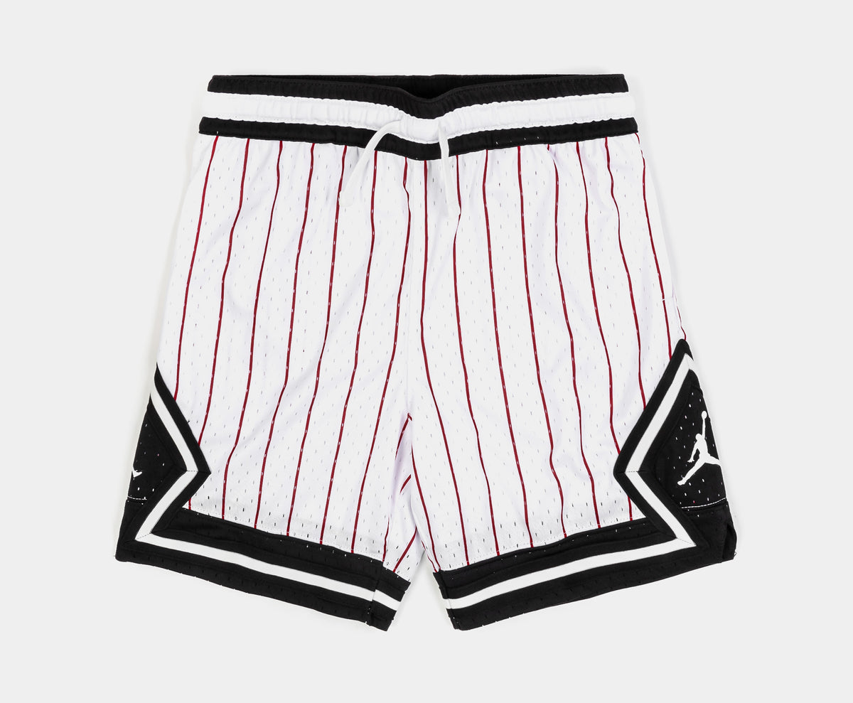 Jordan Dri Fit Striped Diamond Shorts Grade School Shorts White Black ...