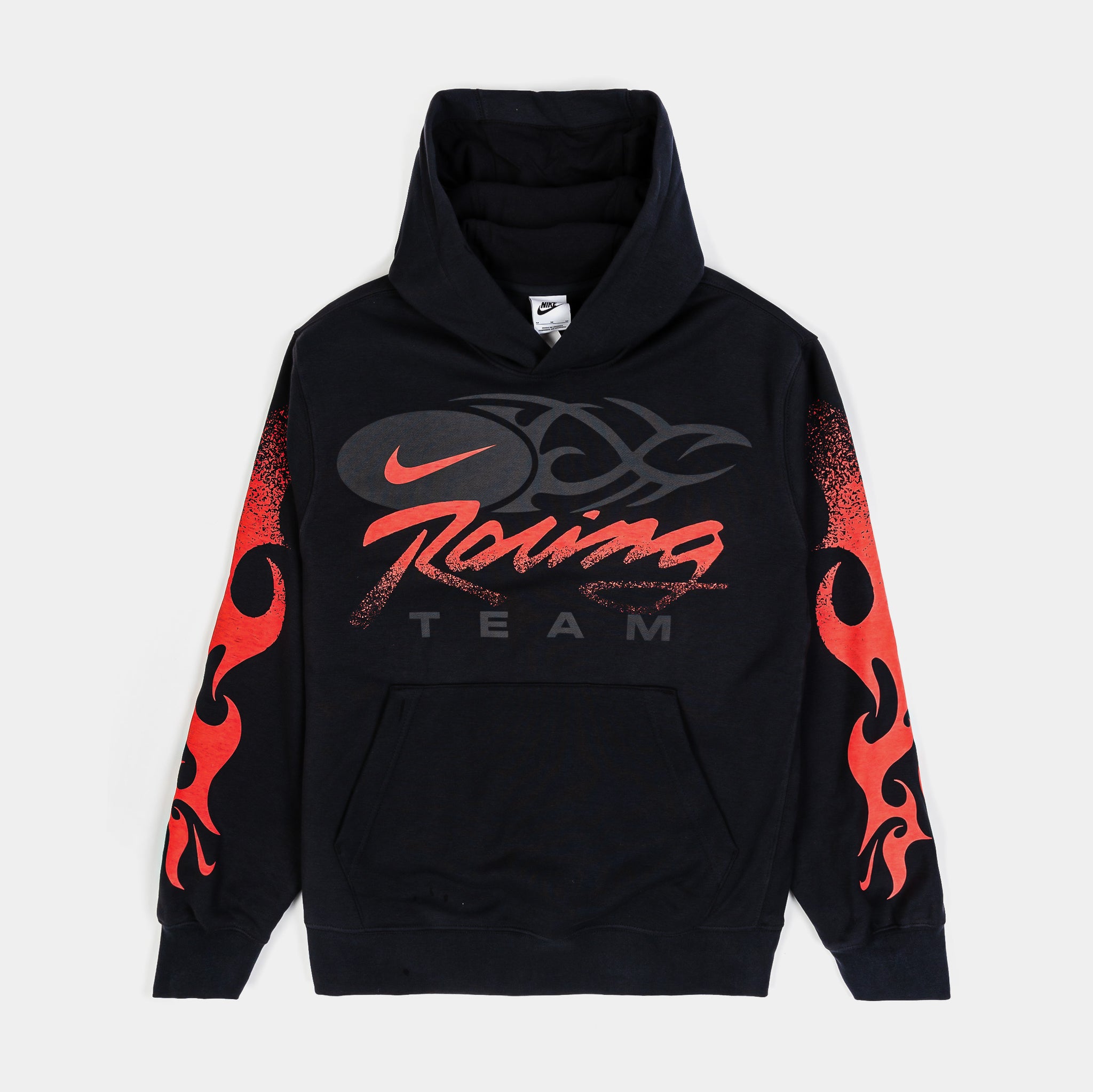 black nike hoodie with red