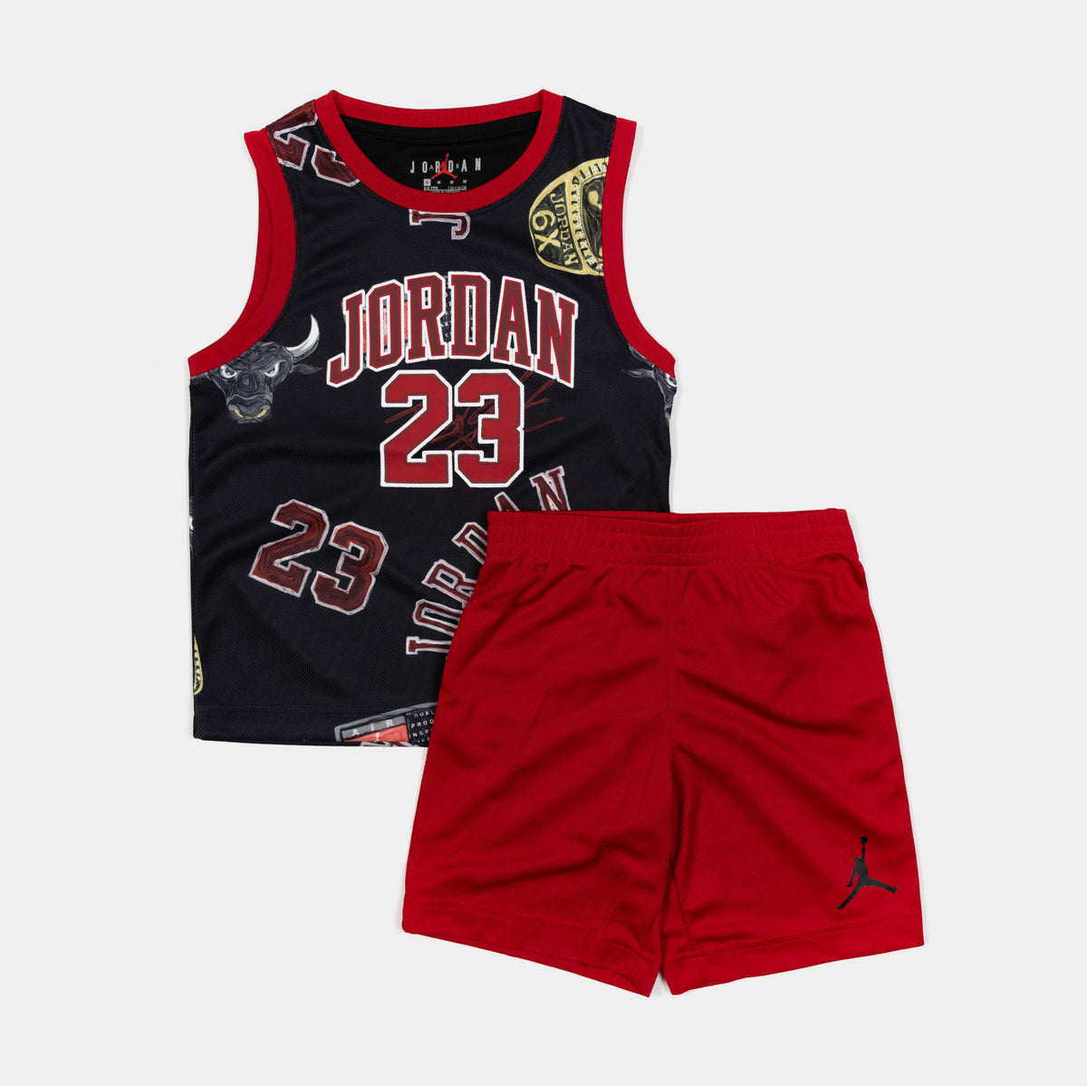 Jordan 23 All Over Print Shorts Infant Toddler Set Red Black 75D028-KR5 ...