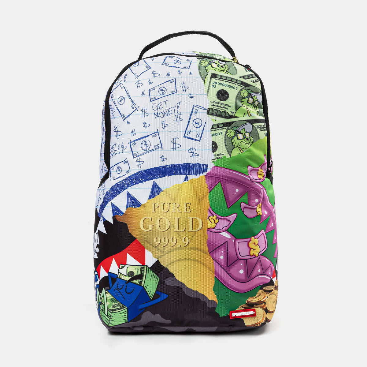 Sprayground Pure Gold Money Collage Mens Backpack White Multi ...