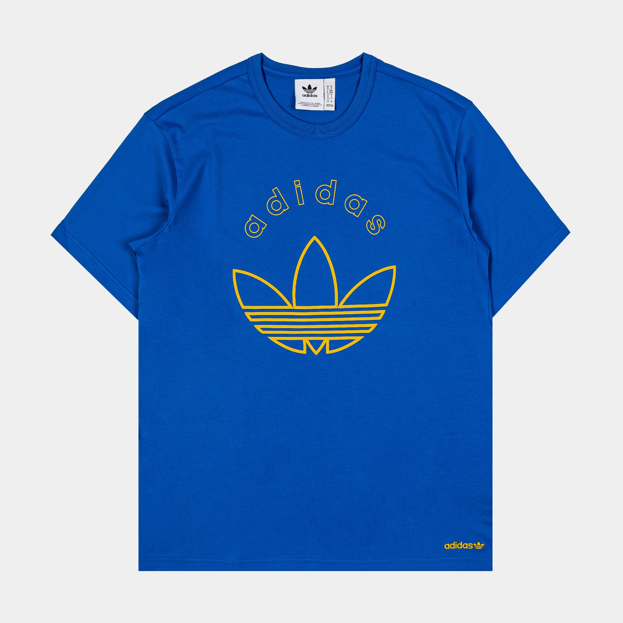 adidas Trefoil Graphic Mens Short Sleeve Shirt Blue Yellow IY0425 ...