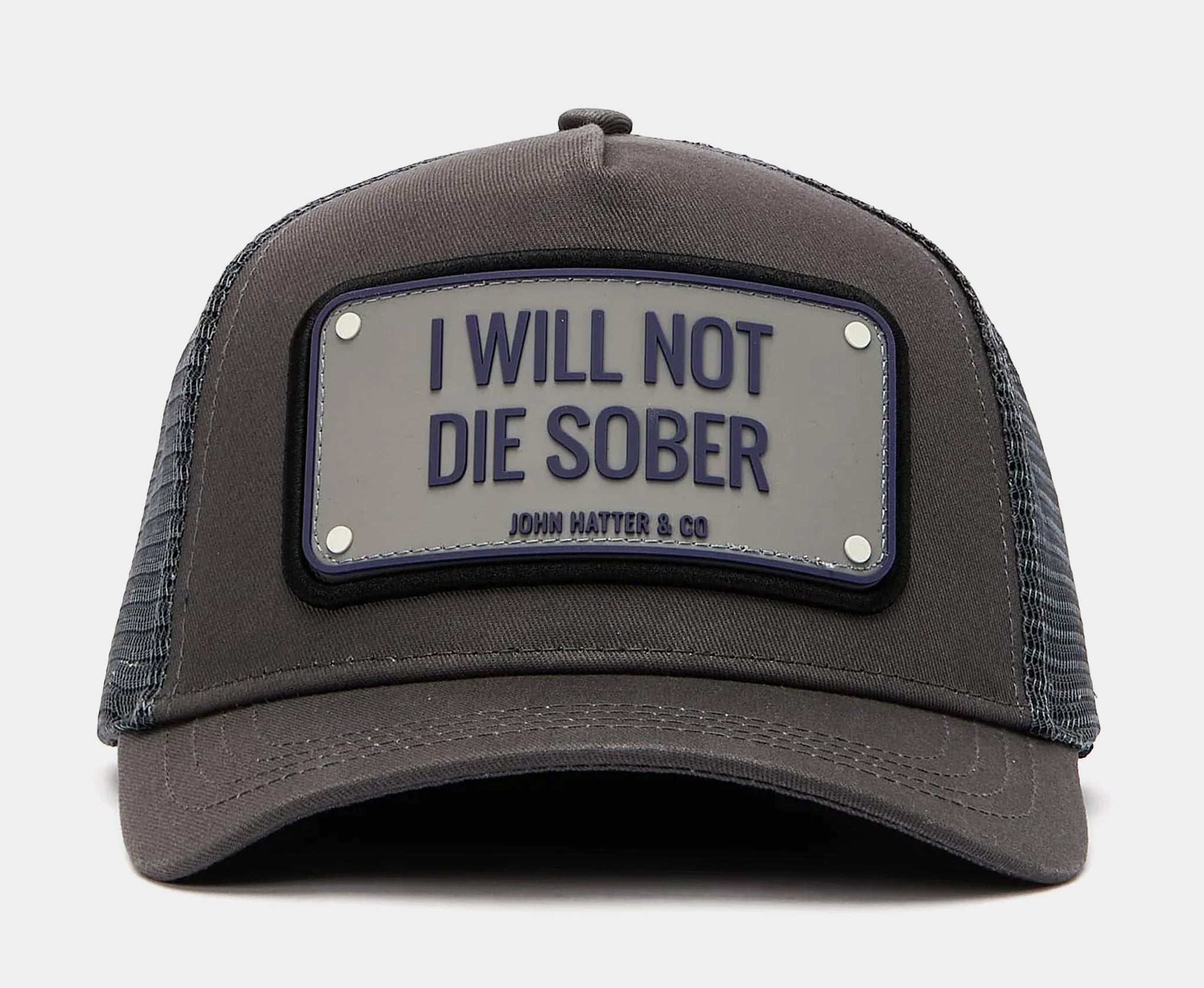John Hatter & Co I Will Not Die Trucker Mens Hat Grey Black R-1054-U00 ...