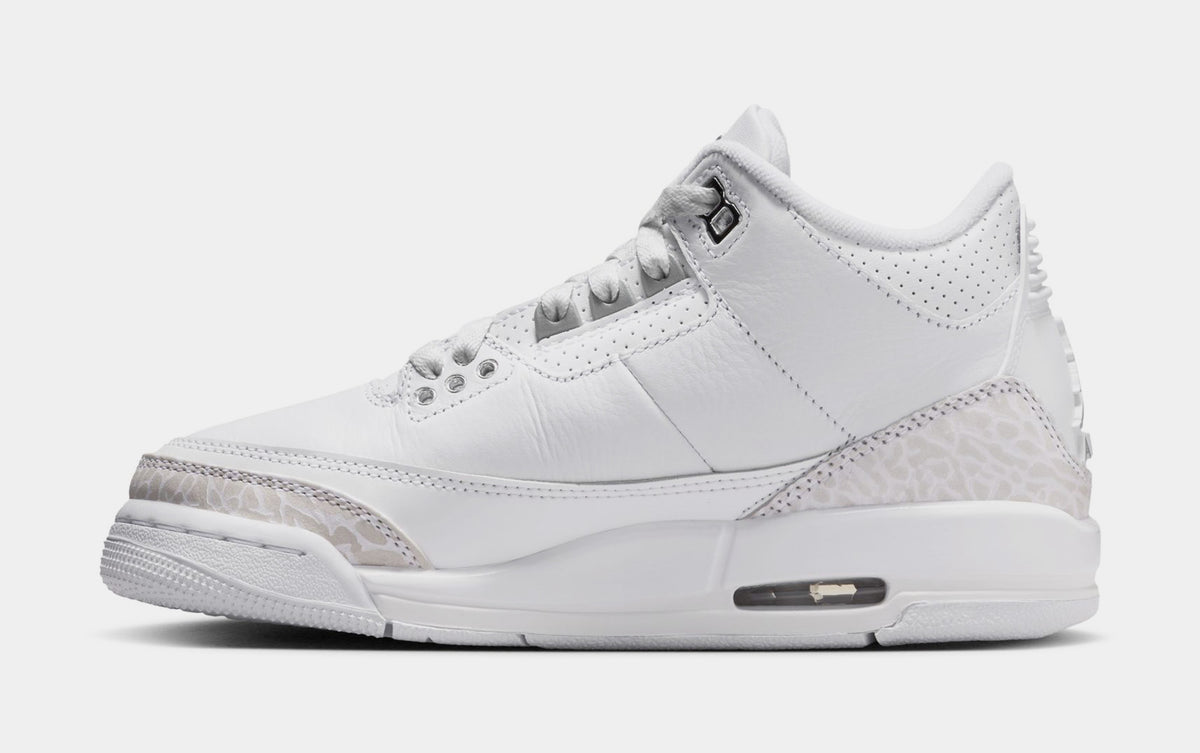 Jordan Air Jordan 3 Retro White and Silver Grade School Lifestyle Shoes ...