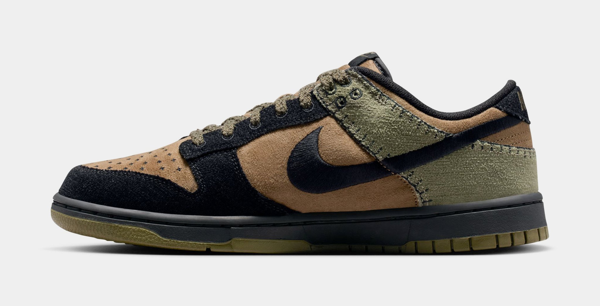 Nike Dunk Low Retro Camo Olive Mens Lifestyle Shoes Brown Kelp Black ...