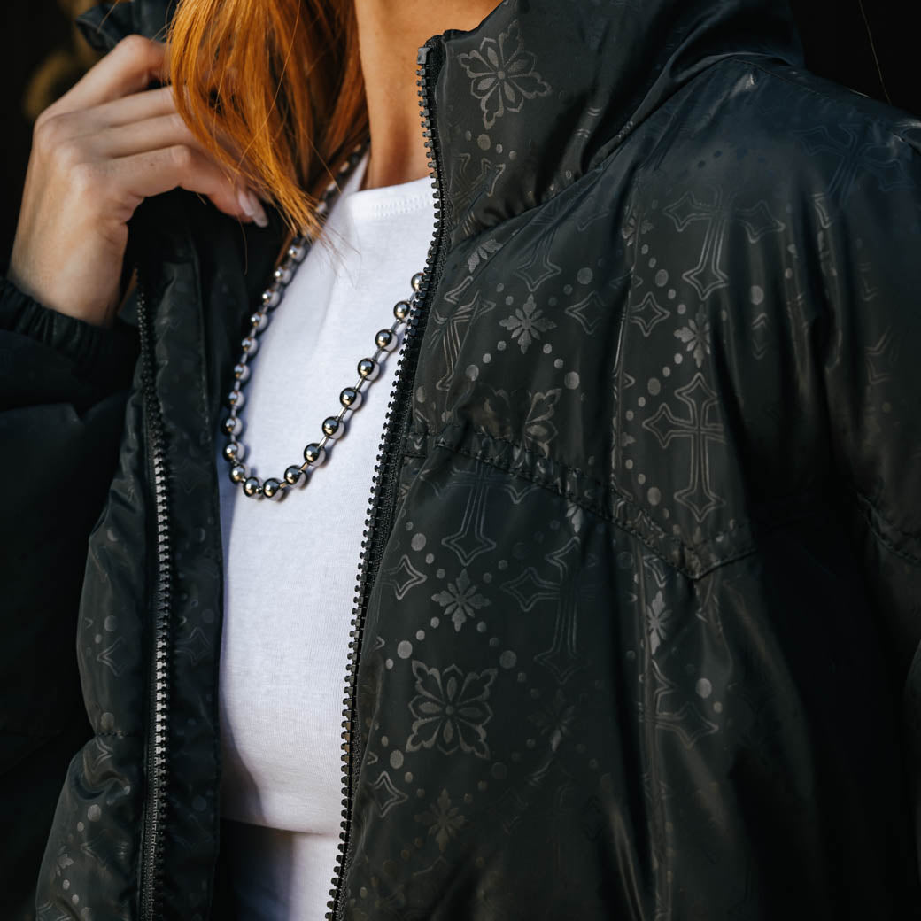 Maison Article Quilted Cross Puffer Mens Jacket Black Black MAPF102 ...