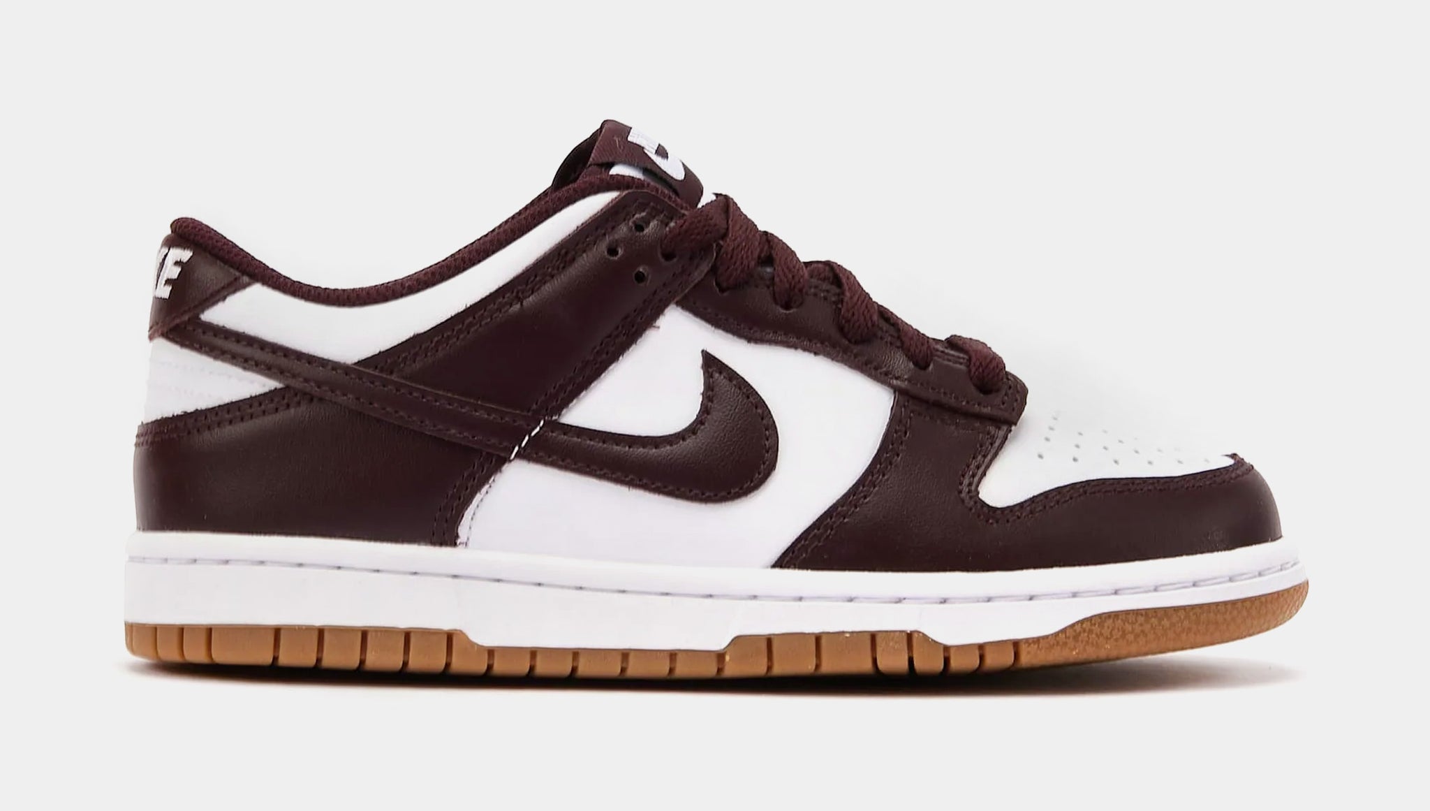 Nike Dunk Low Grade School Lifestyle Shoes White Burgundy Crush Coffee ...