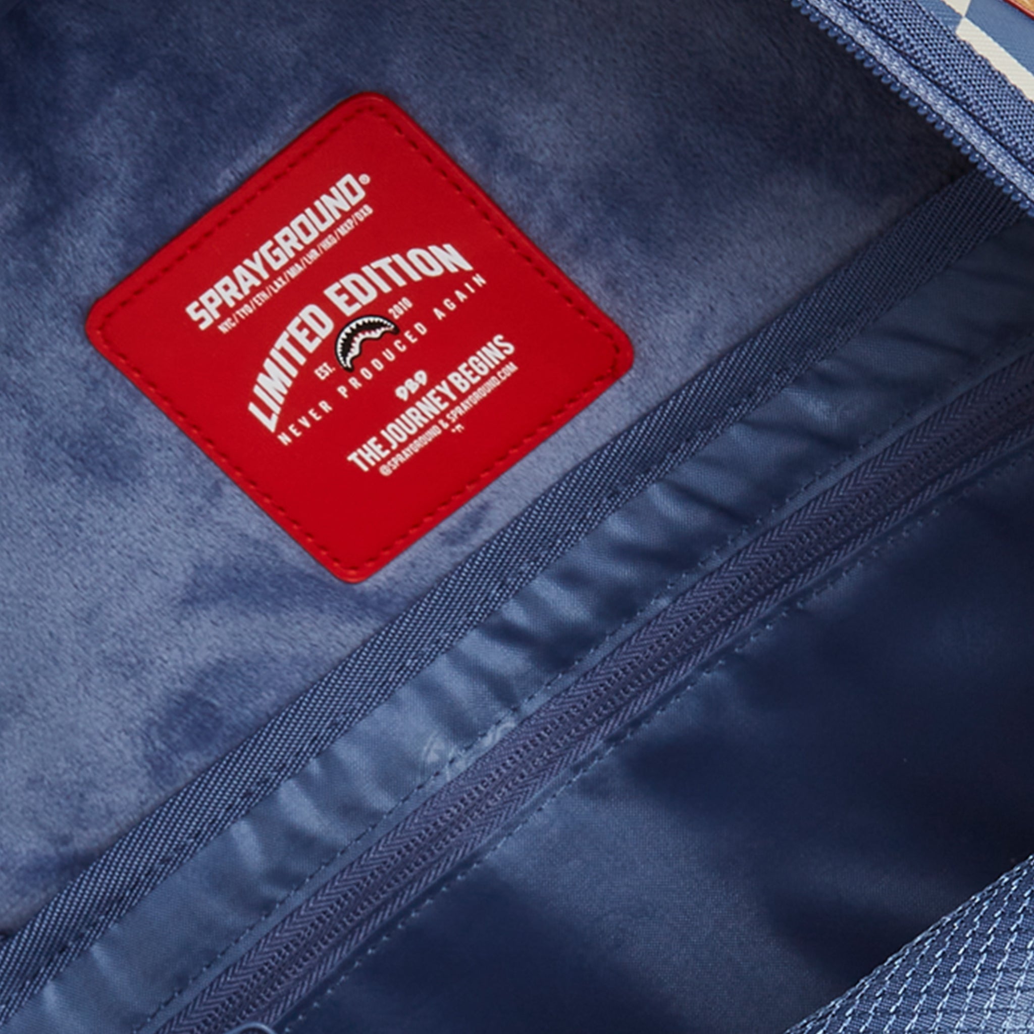 Sprayground Shark Checkered Mens Backpack Blue Beige 910B6720NSZ – Shoe ...