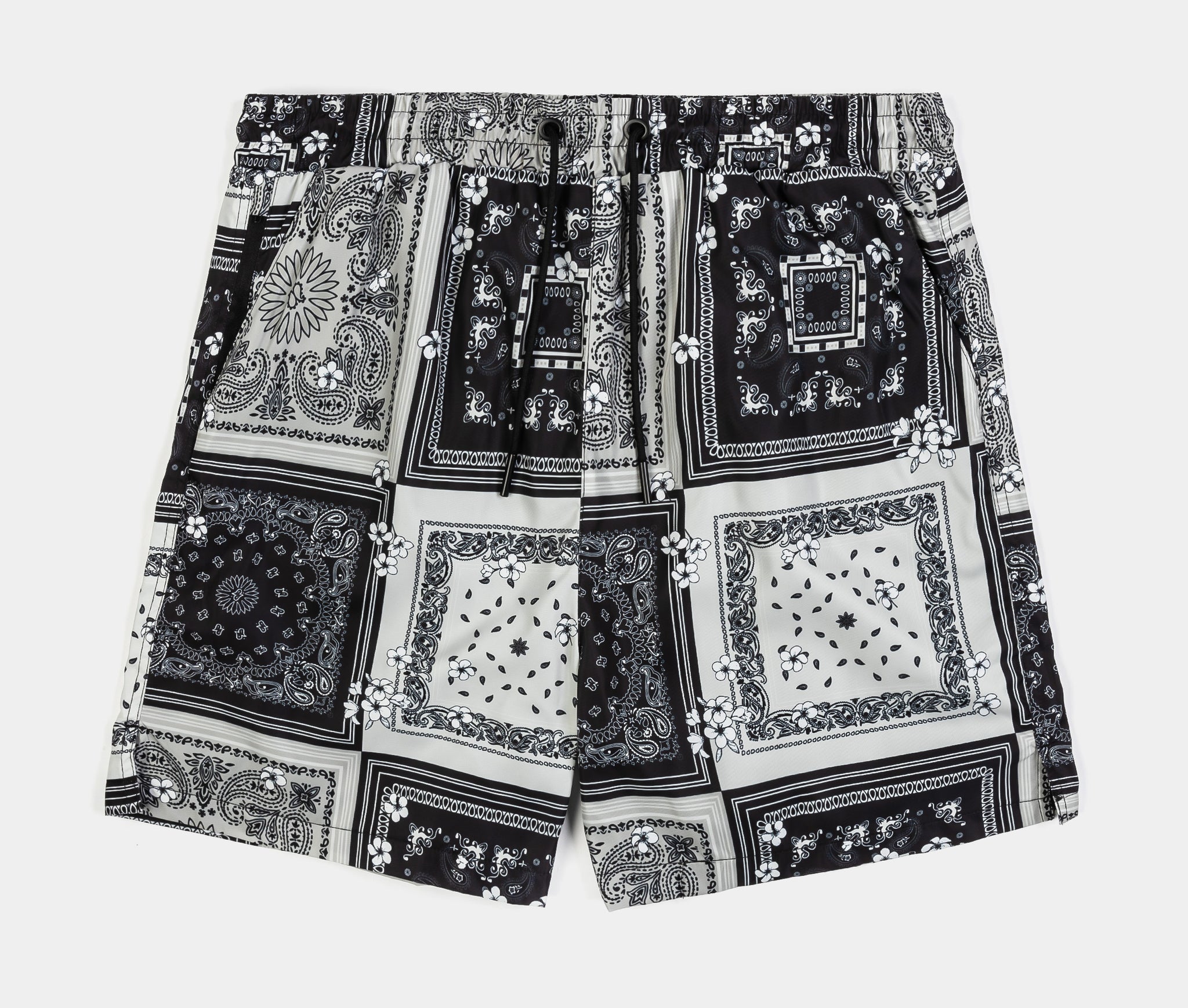 Maison Article Plumeria Paisley Hybrid Mens Shorts Black Grey MAHS402 ...