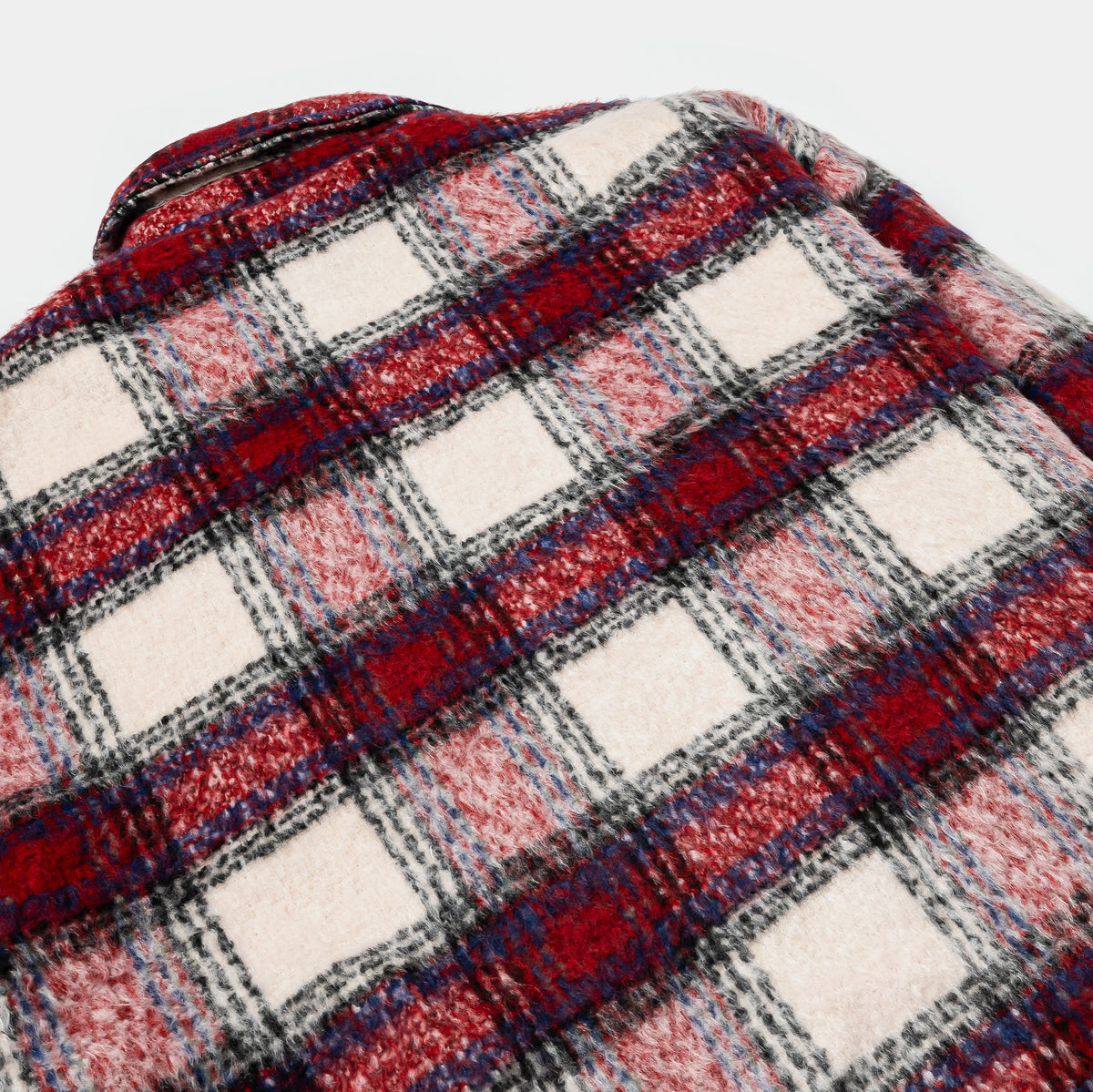 Maison Article Plaid Zip-Up Flannel Mens Jacket Red Beige MAFJ107 ...