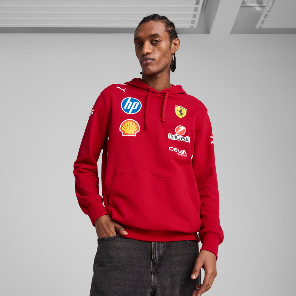 PUMA Scuderia Ferrari 2025 Team Pullover Mens Hoodie Dark Cherry 763941 ...