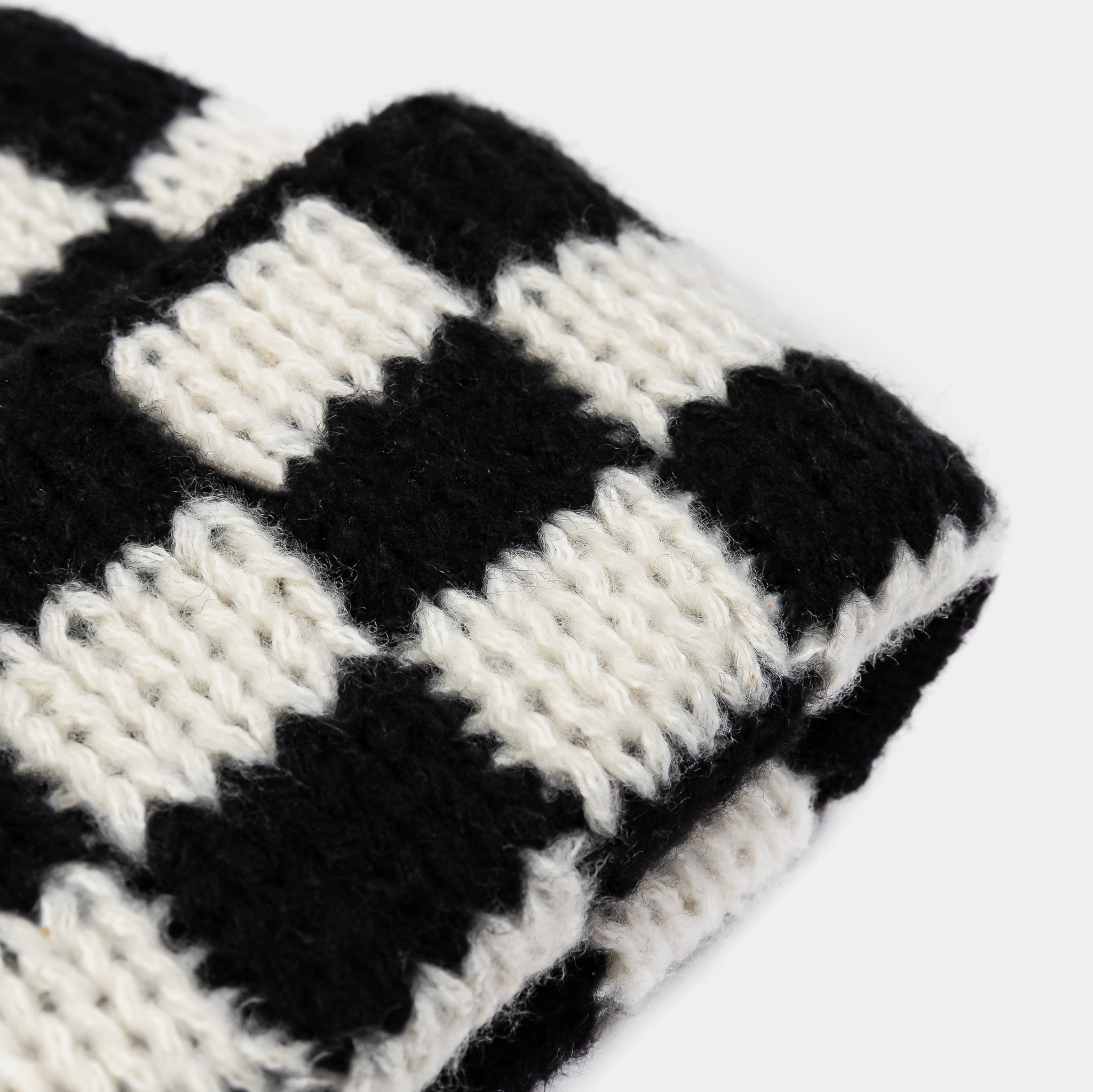 Maison Article Checkered Knit Beanie Mens Hat Black White MABN309 ...