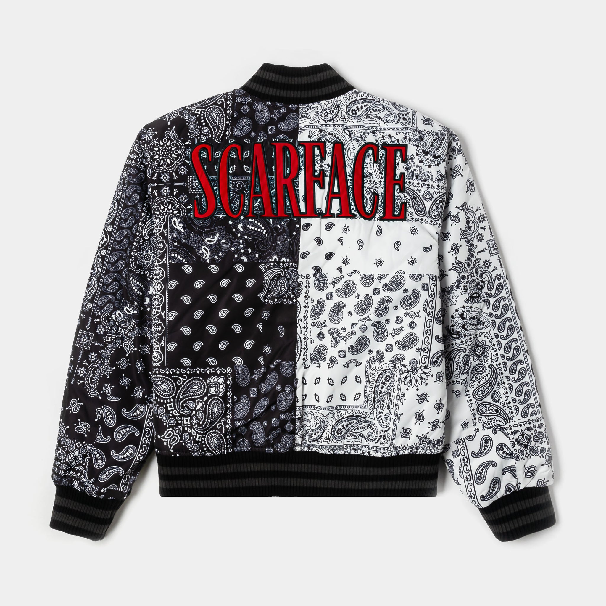 Shoe Palace SP x Scarface Paisley Varsity Jacket Black White SFVJ602 ...