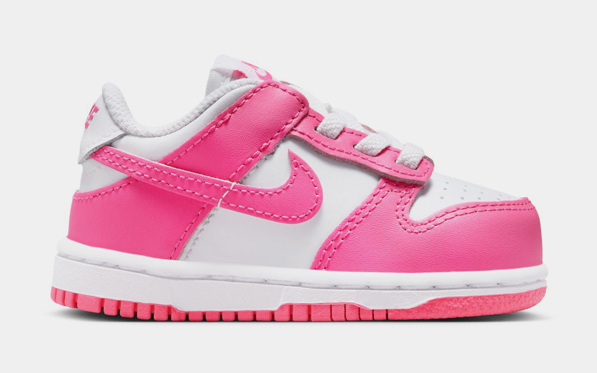 Nike Dunk Low Infant Toddler Lifestyle Shoes White Laser Fuchsia FB9107 ...