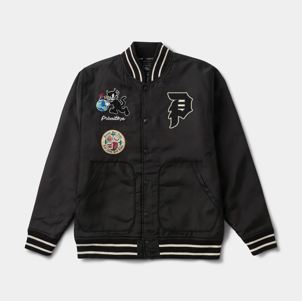 Primitive Savior Bomber Mens Jacket Black Beige PA125102-BLK – Shoe Palace