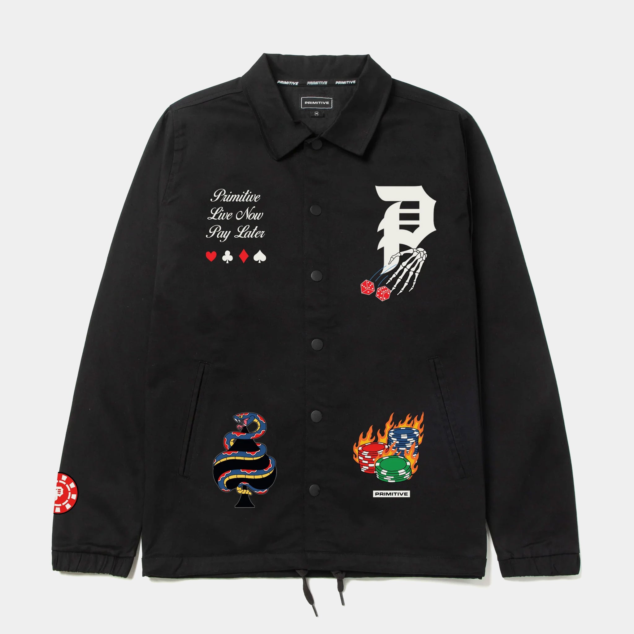 Primitive Double Up Coach Mens Jacket Black White PA324145-BLK – Shoe ...