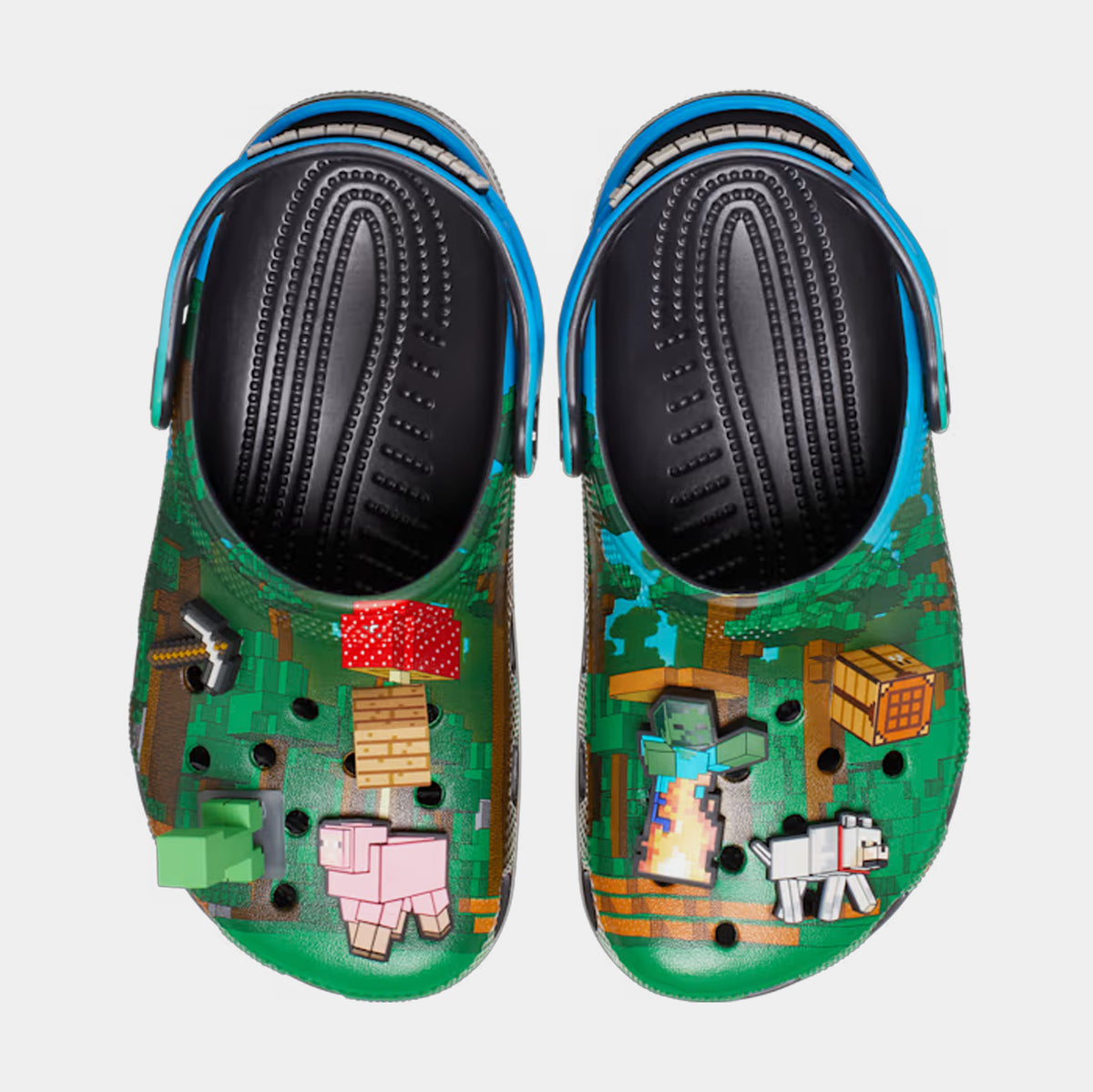 Crocs Classic Clog Minecraft Preschool Grade School Sandals Black Green ...