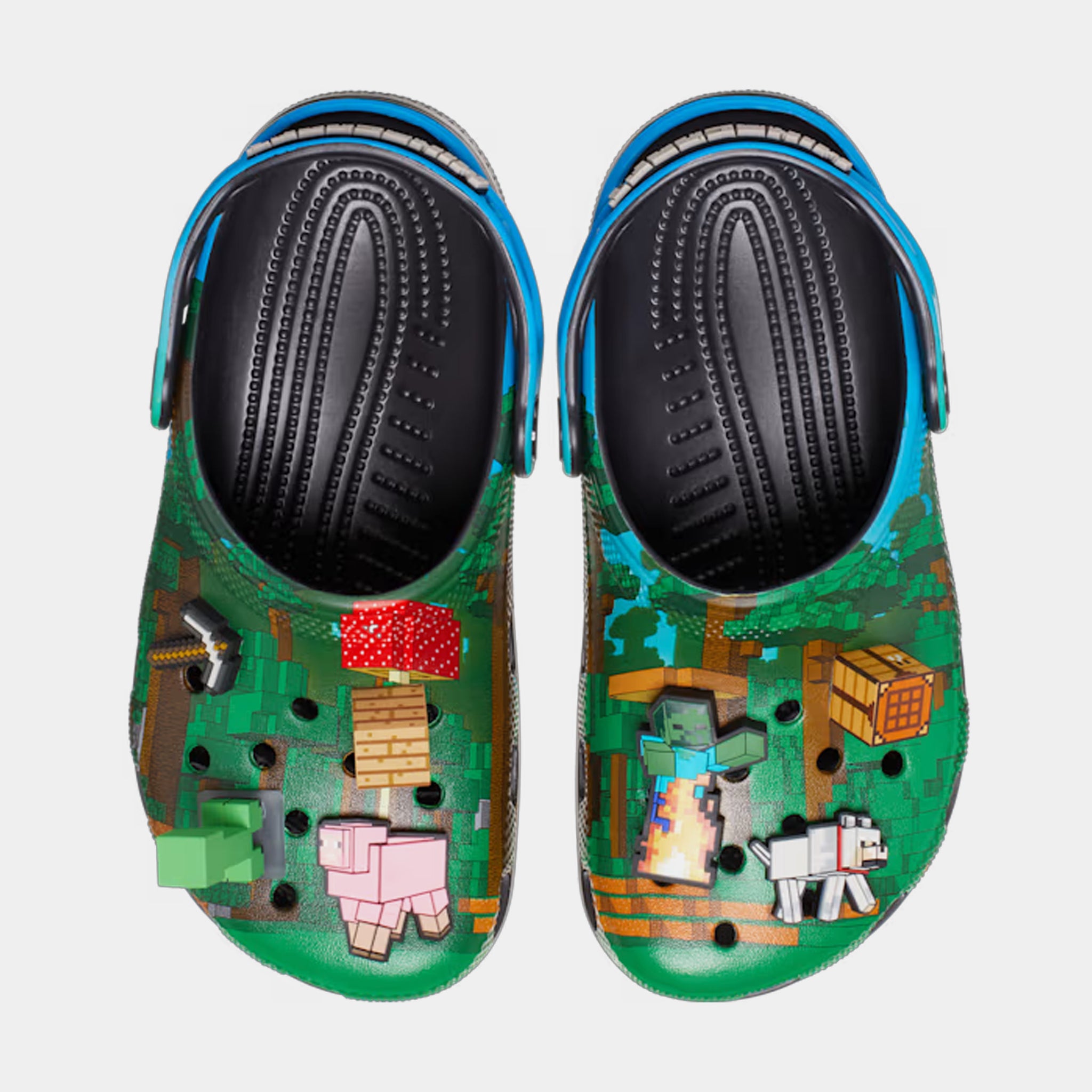 Crocs Classic Clog Minecraft Preschool Grade School Sandals Black Green ...