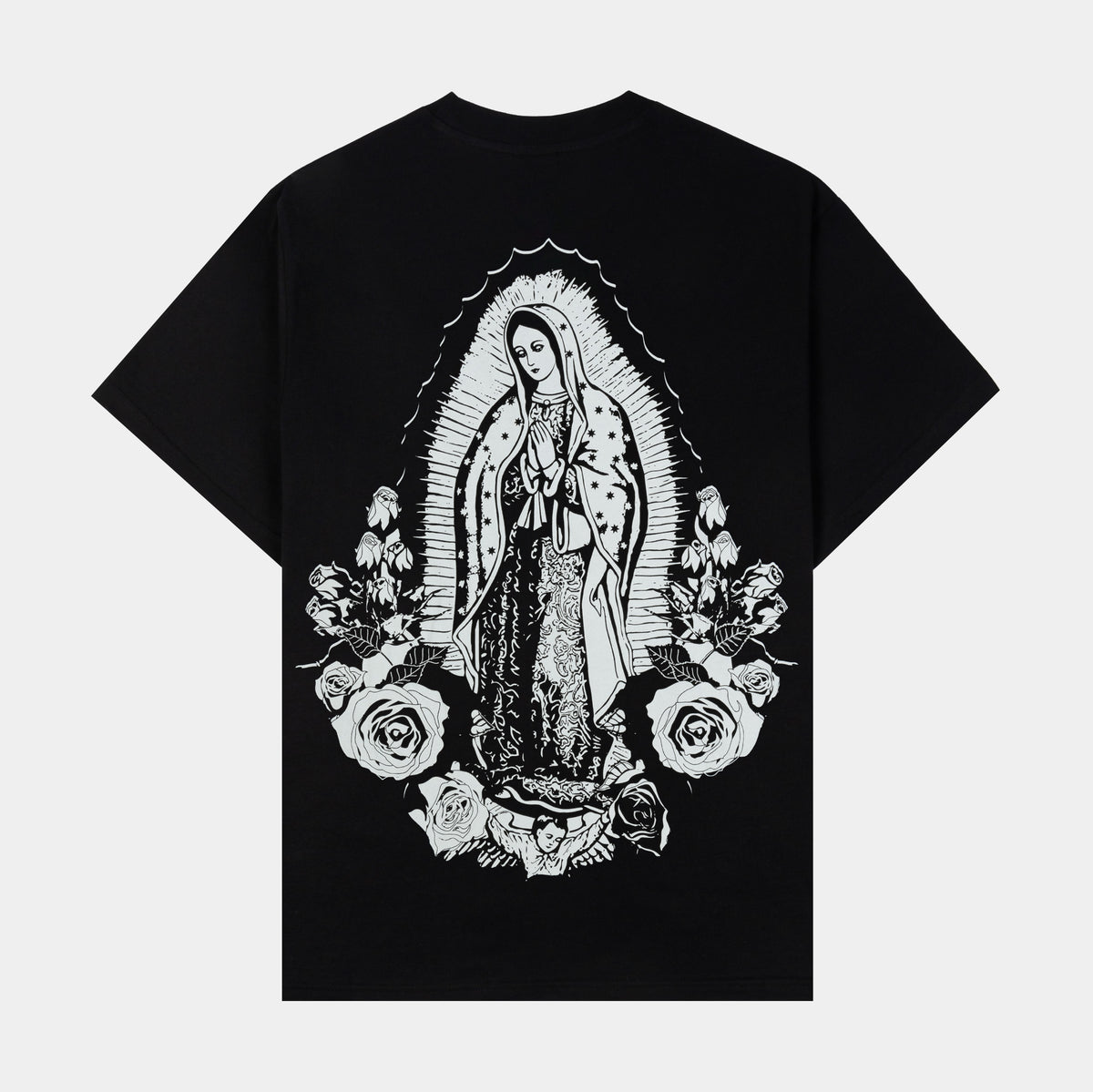CTHDRL The Lady Of Guadalupe Mens Short Sleeve Shirt Black Cream MRSS07 ...