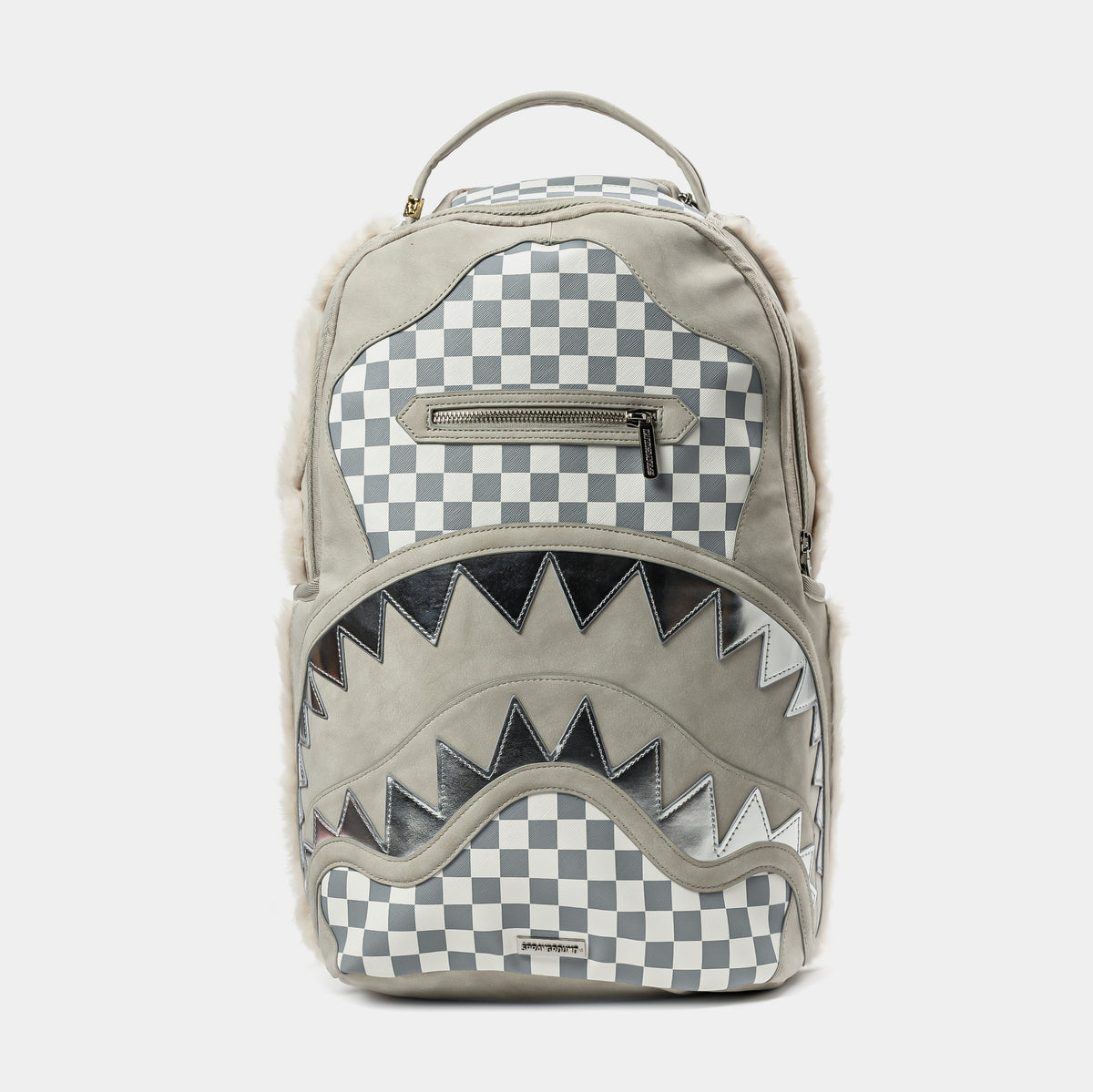 Sprayground Gray Fur Baby Checker Mens Backpack White Grey 910B8091NSZ ...