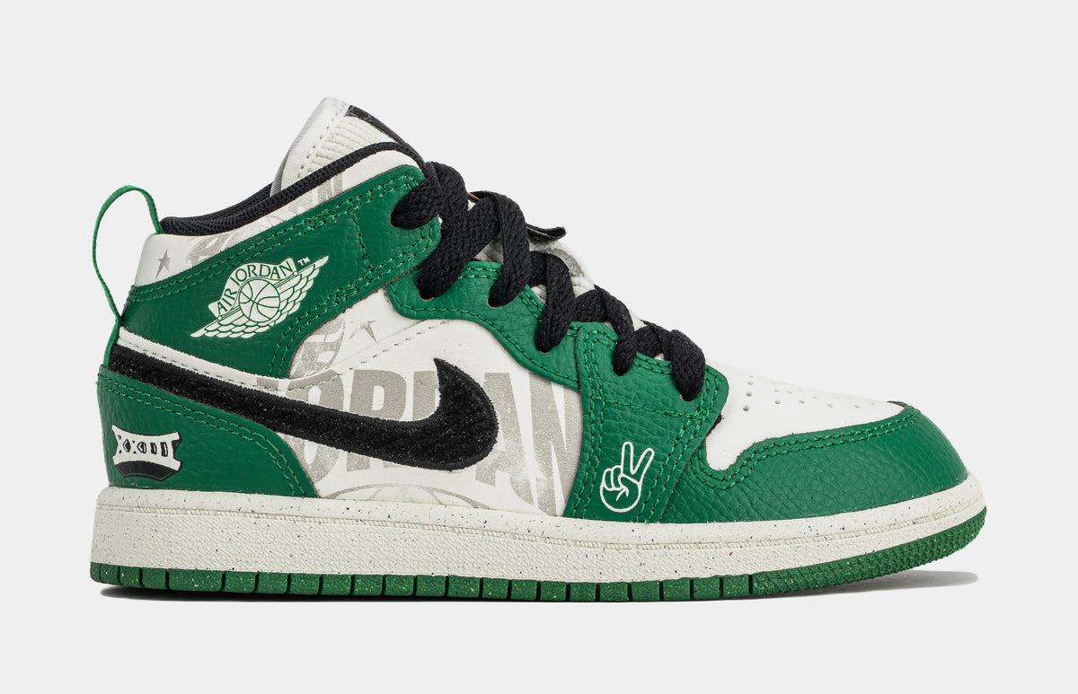 Jordan Air Jordan 1 Mid SE Preschool Lifestyle Shoes White Green HF3199 ...
