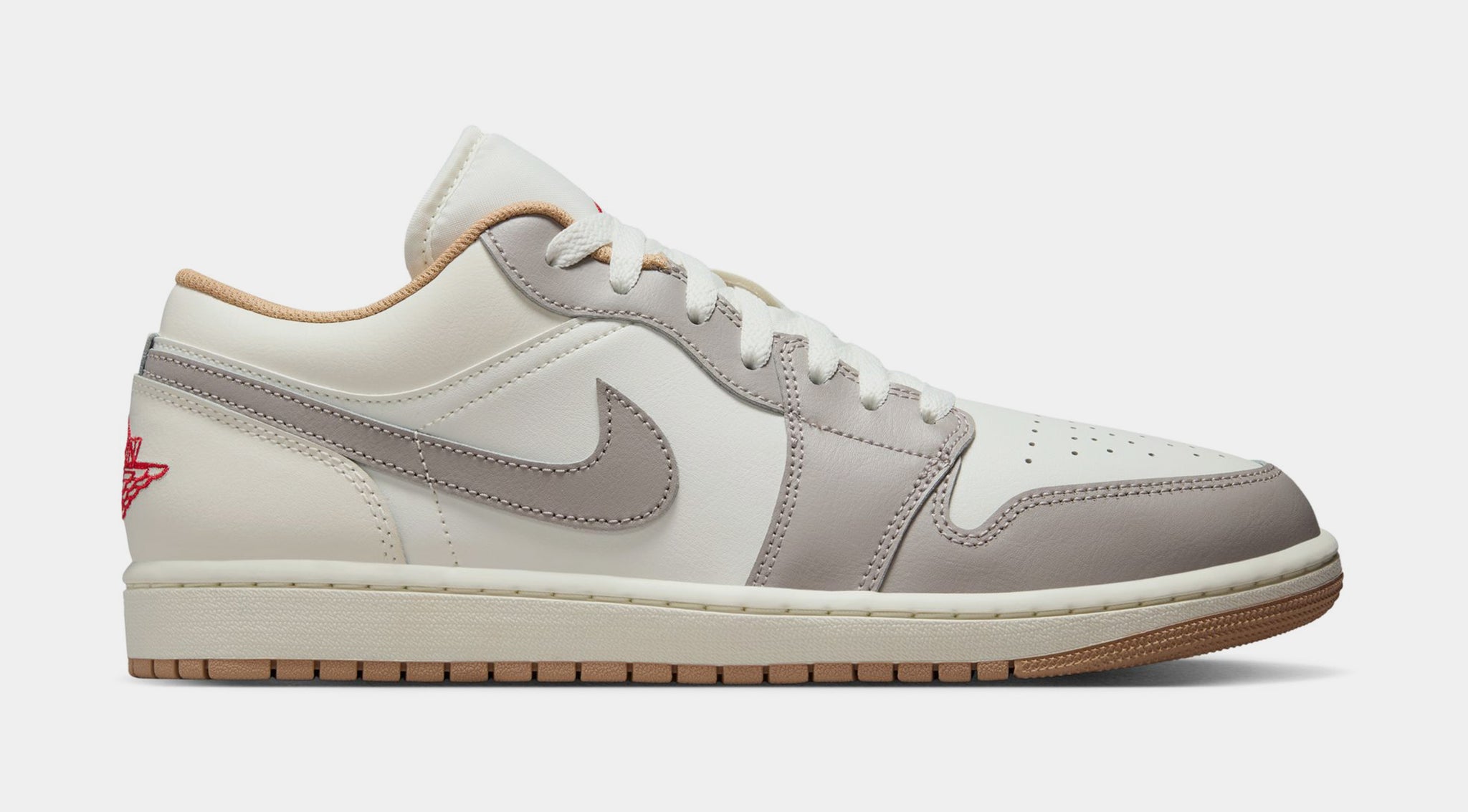 Jordan Air Jordan 1 Low Mens Lifestyle Shoes Sail Fire Red College Grey ...