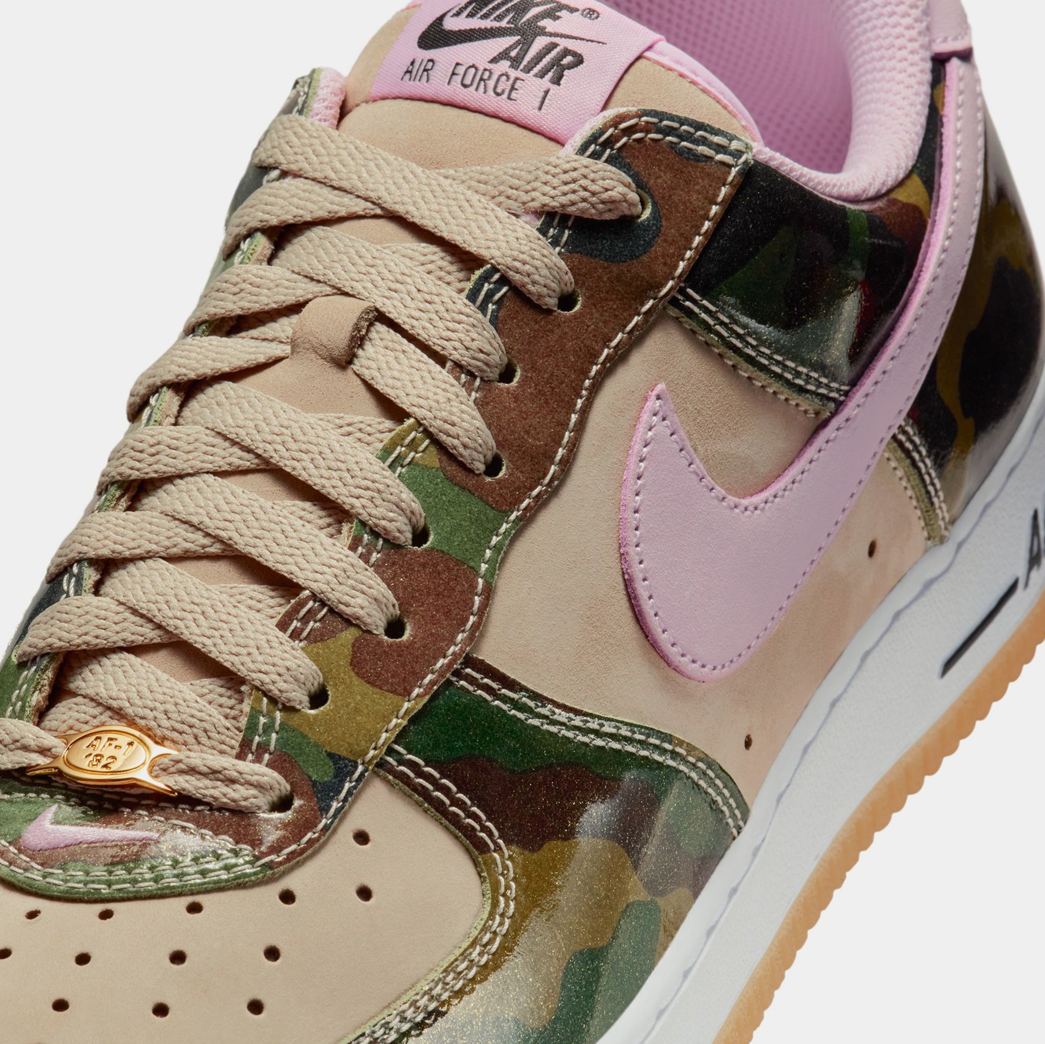 Nike Air Force 1 Low Camo Mens Lifestyle Shoes Multi Color Khaki Pink ...