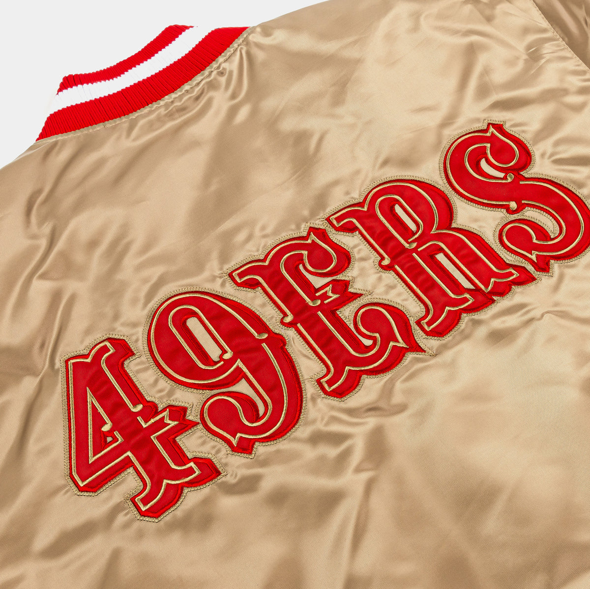 Starter Shoe Palace Exclusive 49ers Satin Varsity Mens Jacket Gold Red ...