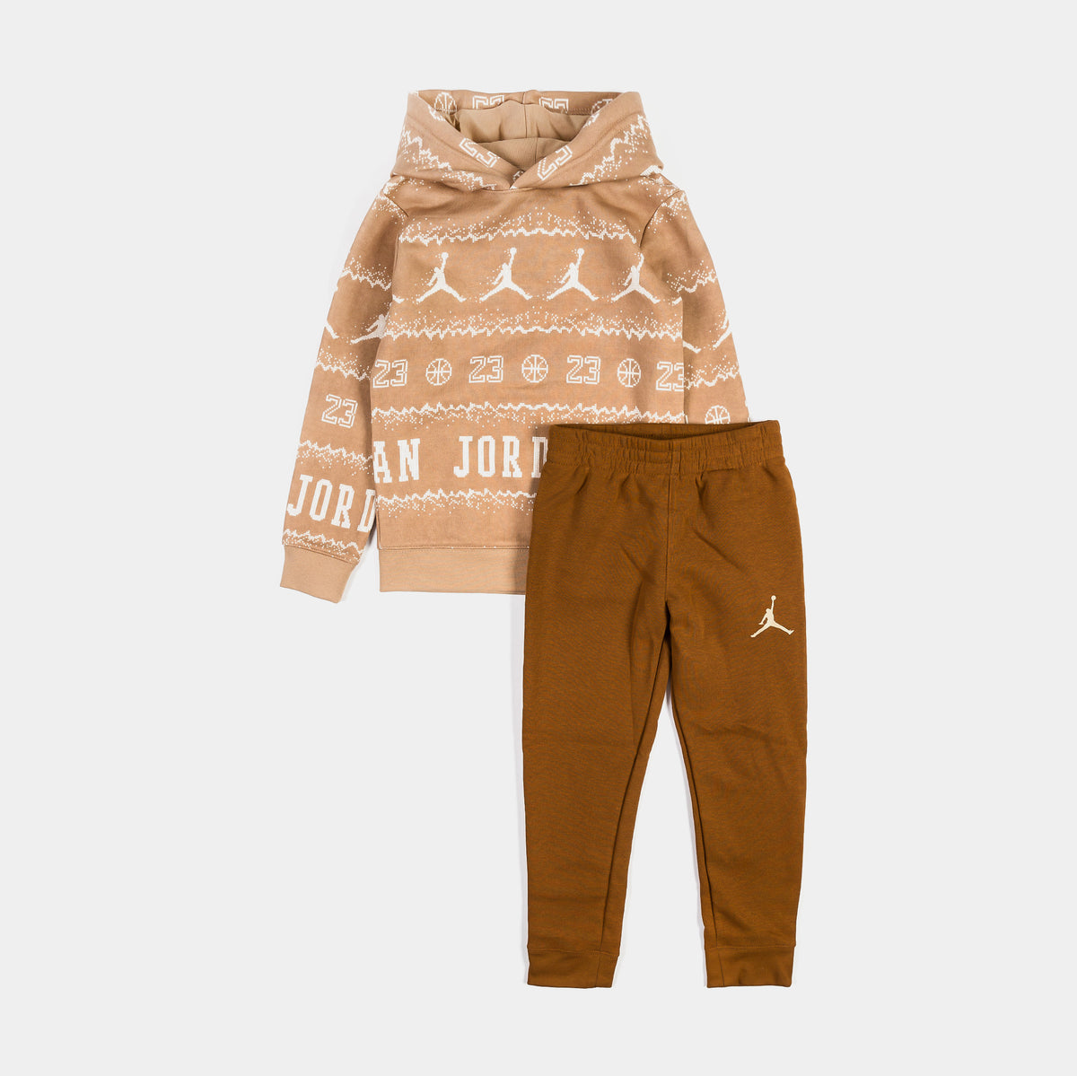 Jordan Essentials Holiday Pullover and Jogger Preschool Set Brown ...