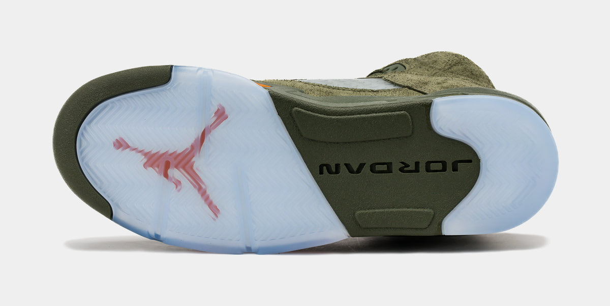 Jordan Air Jordan 5 Retro Grade School Lifestyle Shoes Army Olive Solar ...