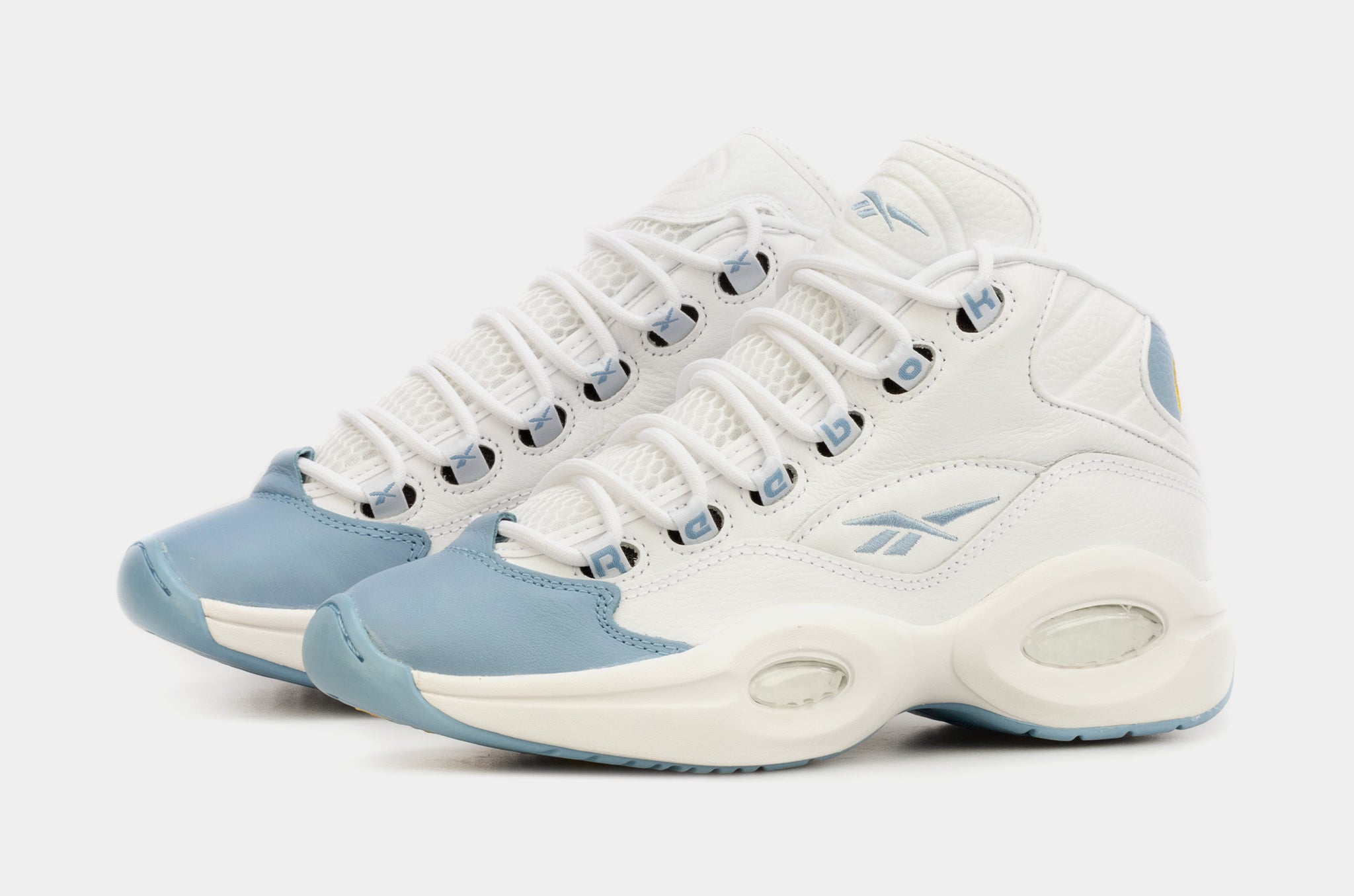 Reebok Question Mid Grade School Basketball Shoes White Blue HR0498 ...