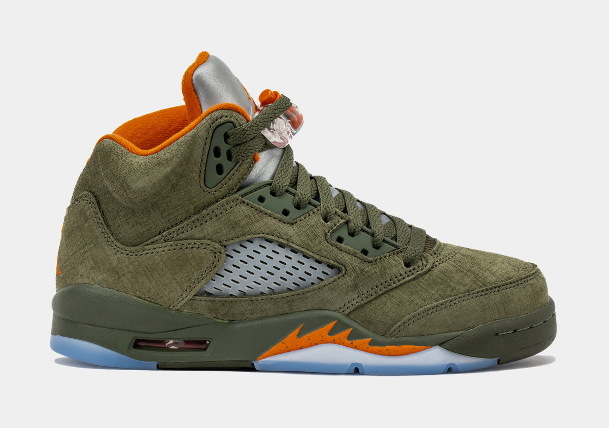 Jordan Air Jordan 5 Retro Grade School Lifestyle Shoes Army Olive Solar ...