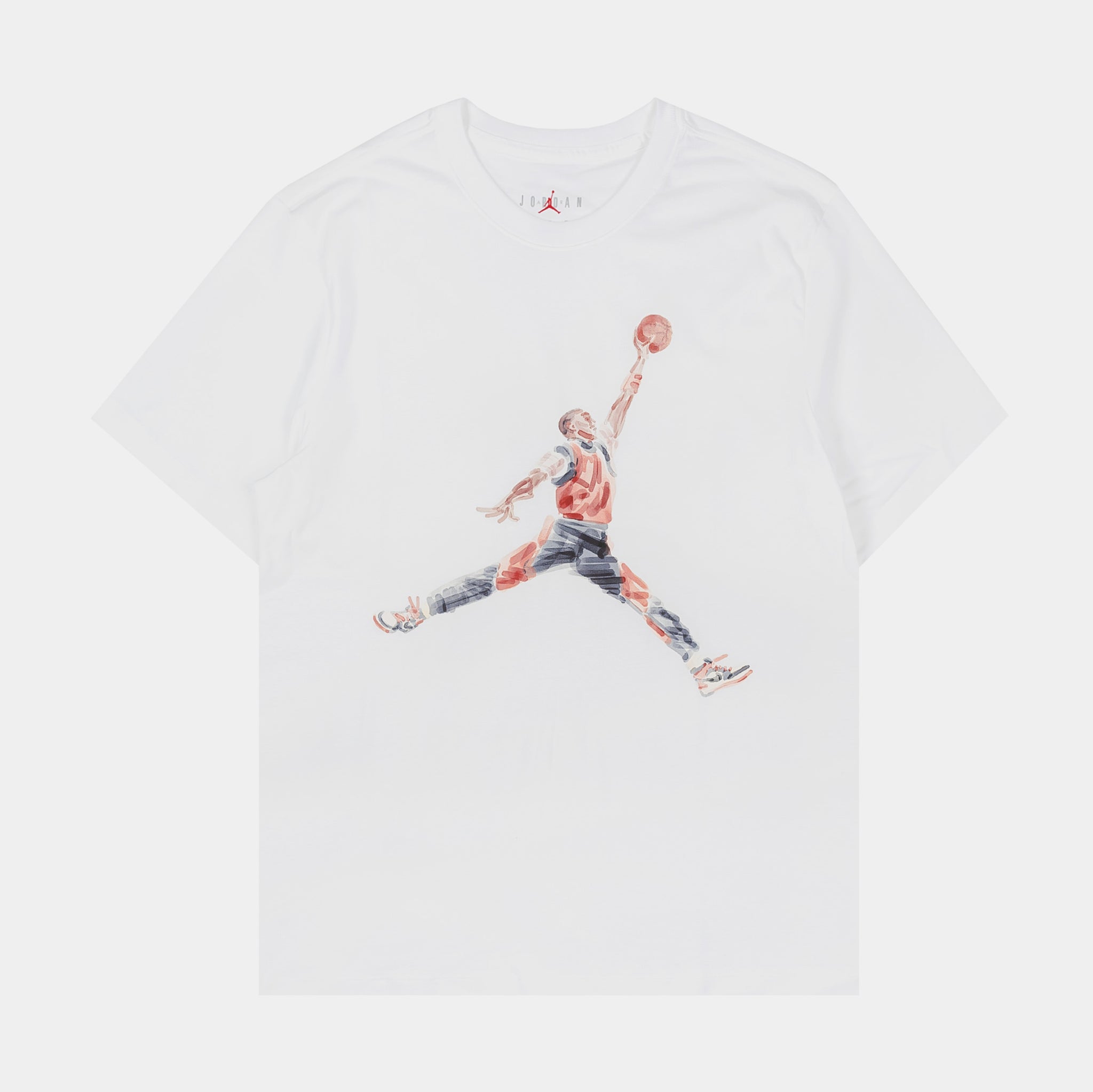 Jordan Jumpman Watercolor Mens Short Sleeve Shirt White Red FN5980-100 ...