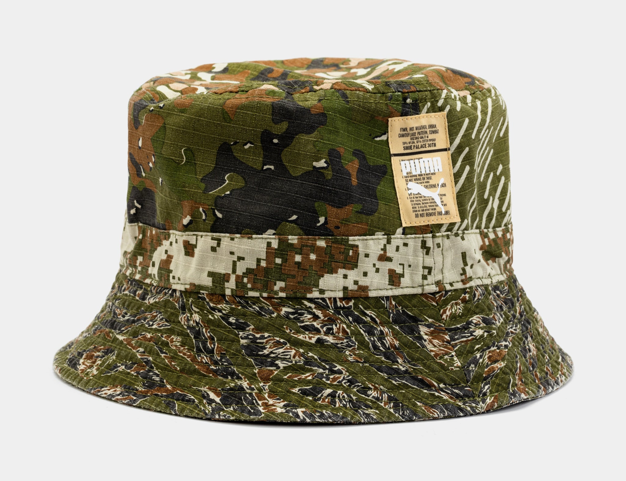 PUMA SP Exclusive Tiger Camo Patchwork Bucket Mens Hat Green PS7-1788 ...