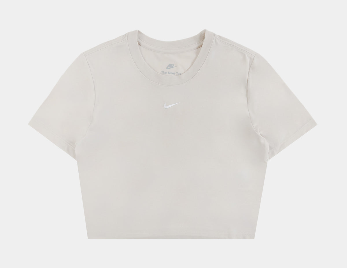 Nike Essential Slim Fit Crop Womens Short Sleeve Shirt Beige FB2873-104 ...