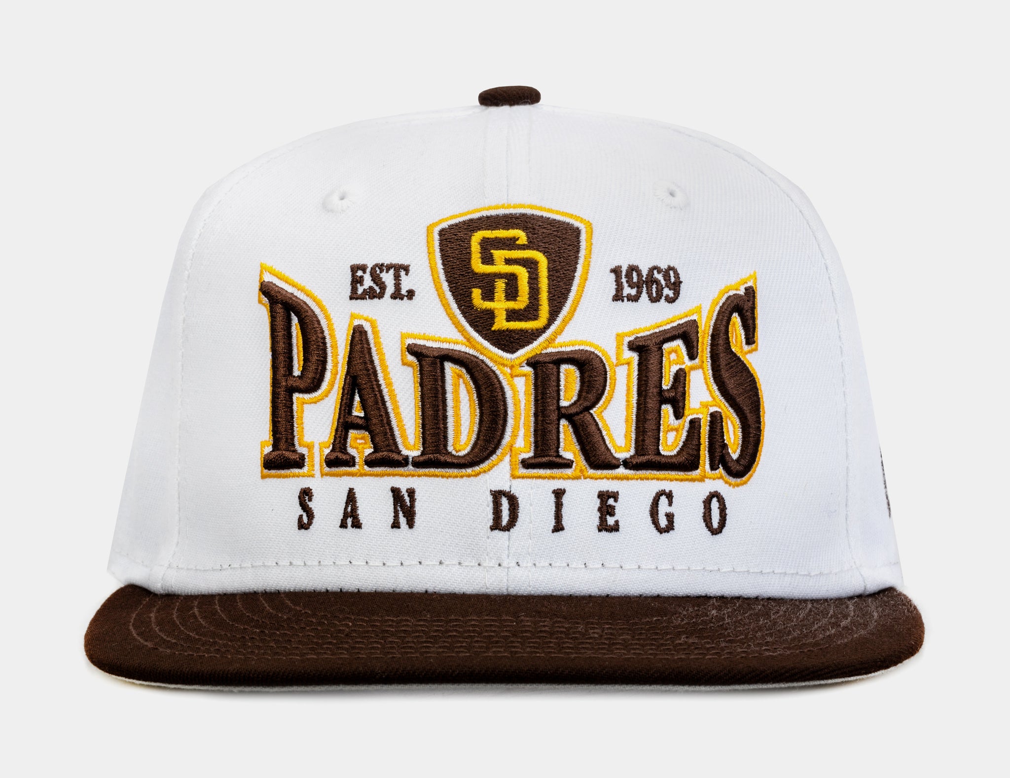 New Era San Diego Padres Crest 9FIFTY Mens Snapback Hat White Brown ...