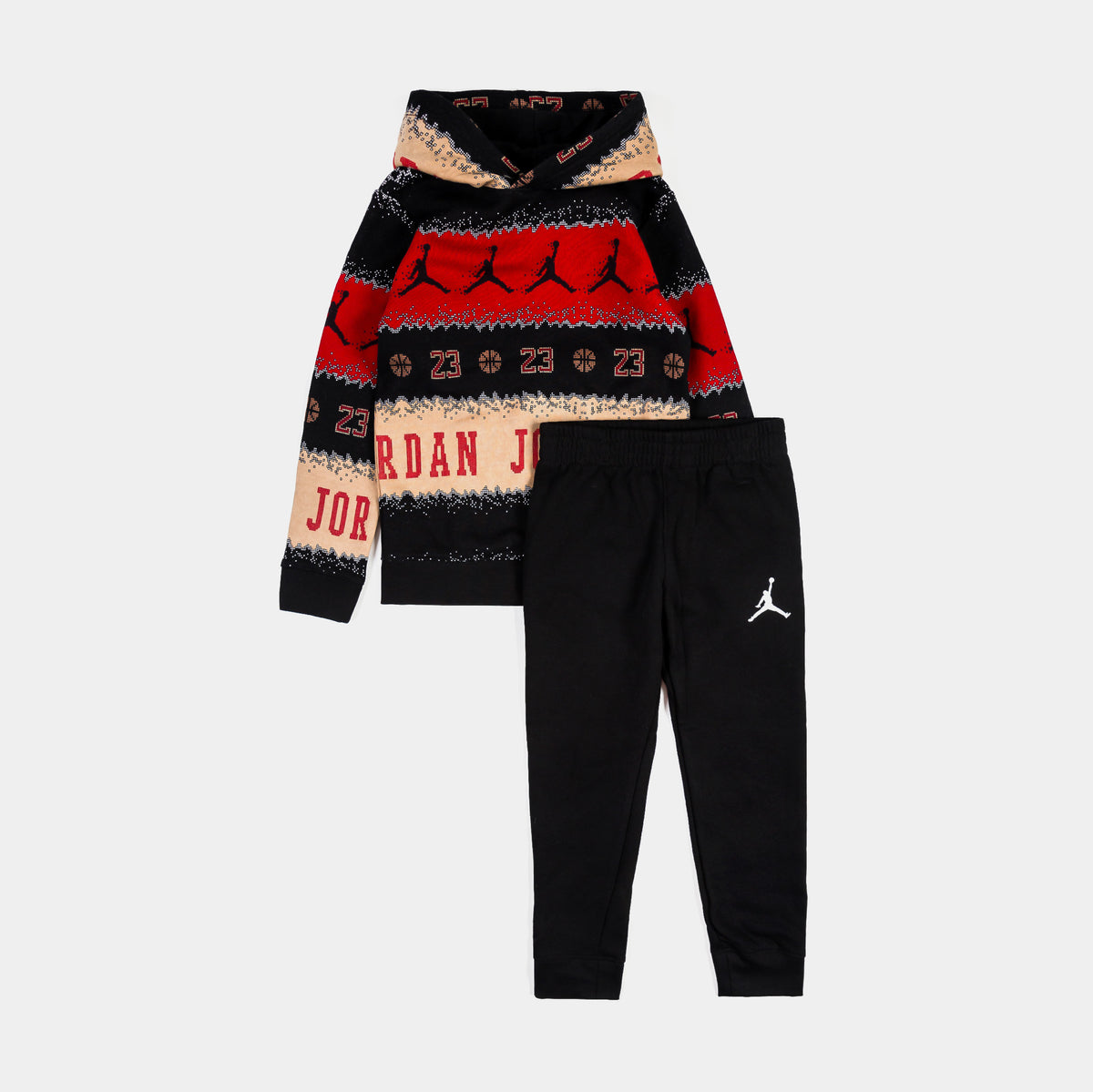Jordan Essentials Holiday Pullover and Jogger Preschool Set Black Red ...