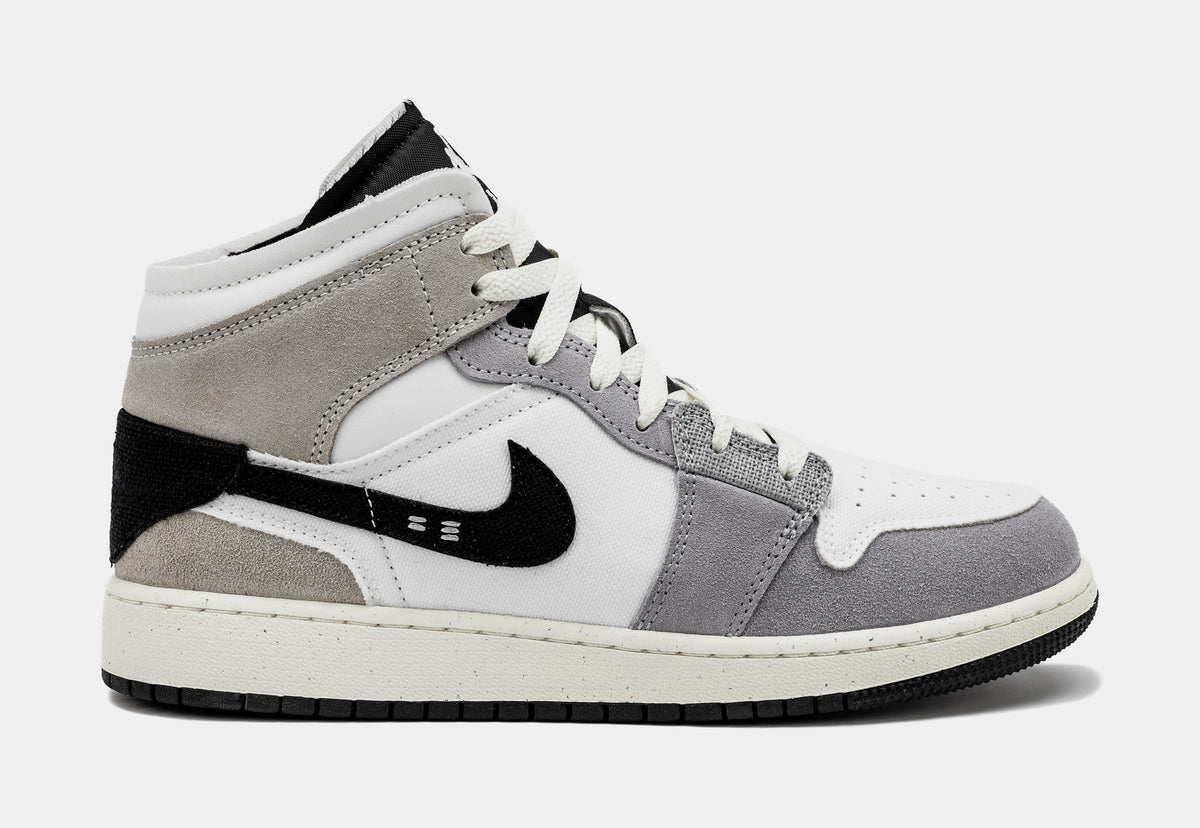 Jordan Air Jordan 1 Retro Mid Craft Cement Grey Grade School Lifestyle ...