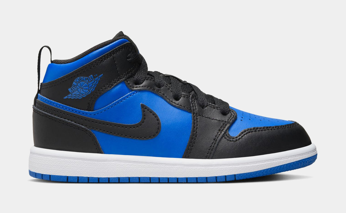 Jordan Air Jordan 1 Mid Preschool Lifestyle Shoes Black White Royal ...
